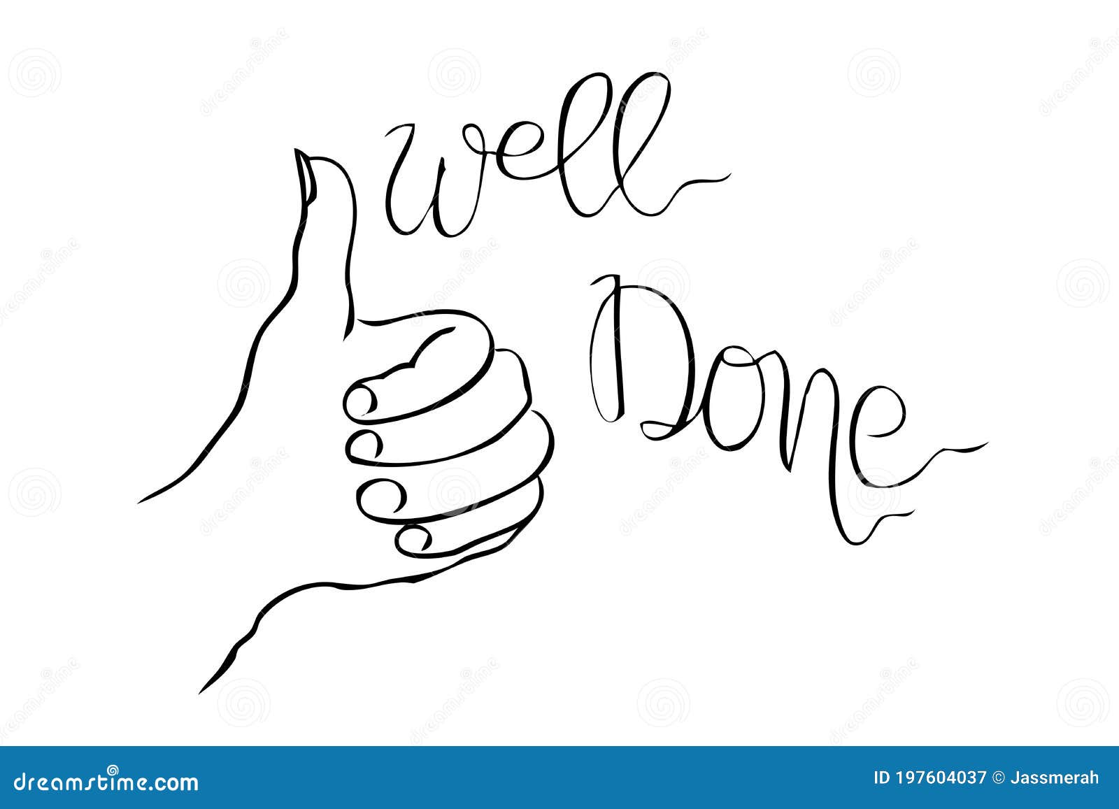 Black Simple Vector Hand Draw Sketch Lettering, Well Done Stock Vector ...