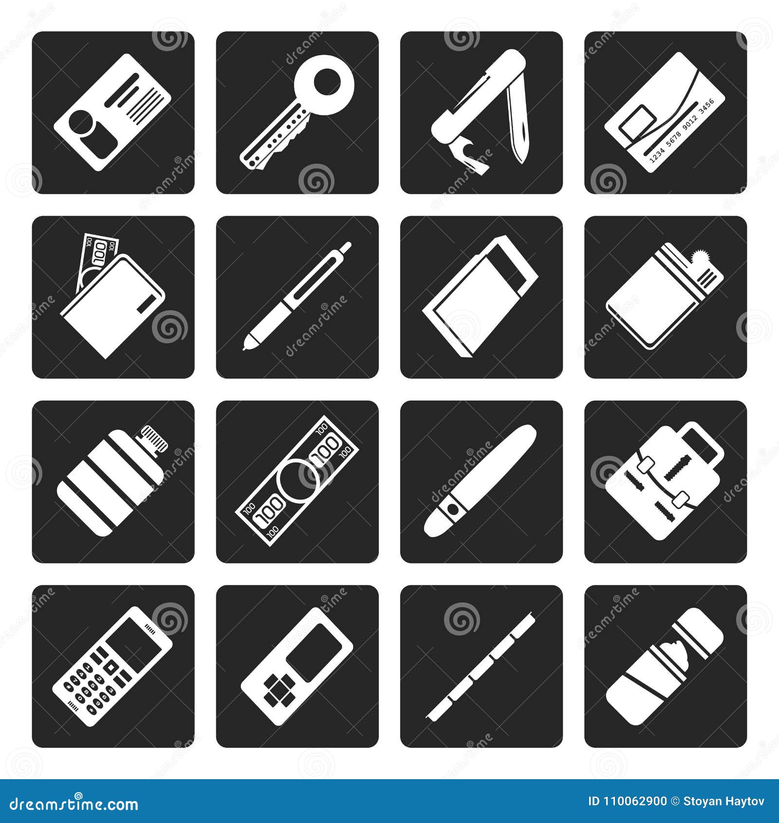 Black Simple Vector Object Icons Stock Vector - Illustration of ...