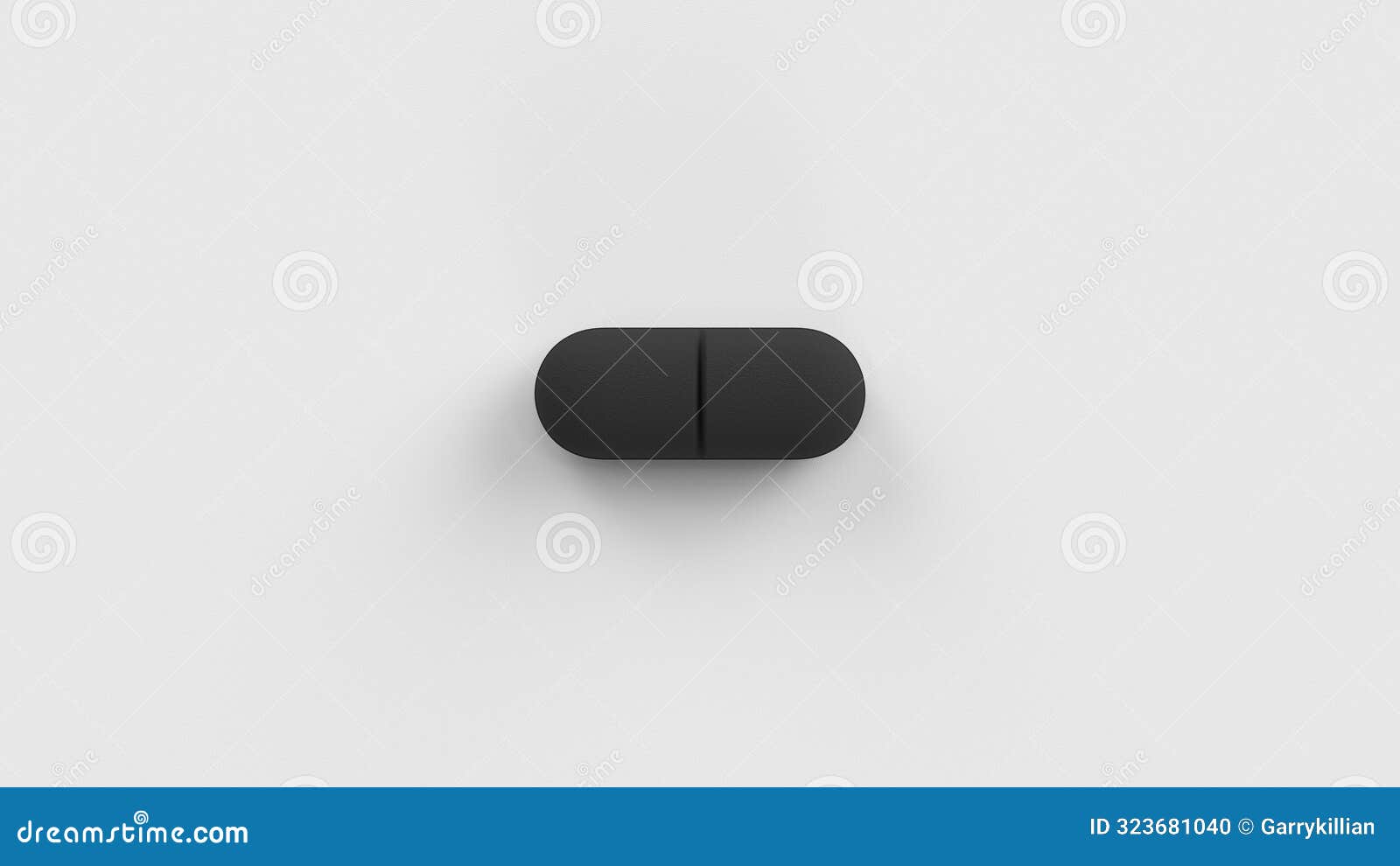 Black Single Pill Isolated on a White Background. Tablet, Pill Capsule ...