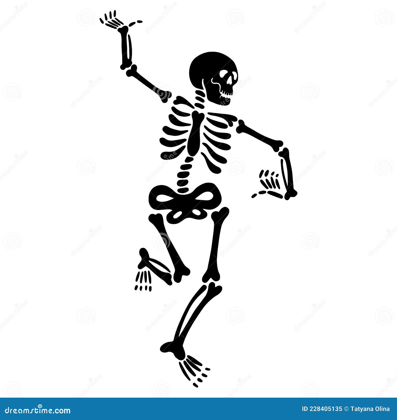 Dancing Black Skeleton. Vector Illustration Stock Vector - Illustration ...