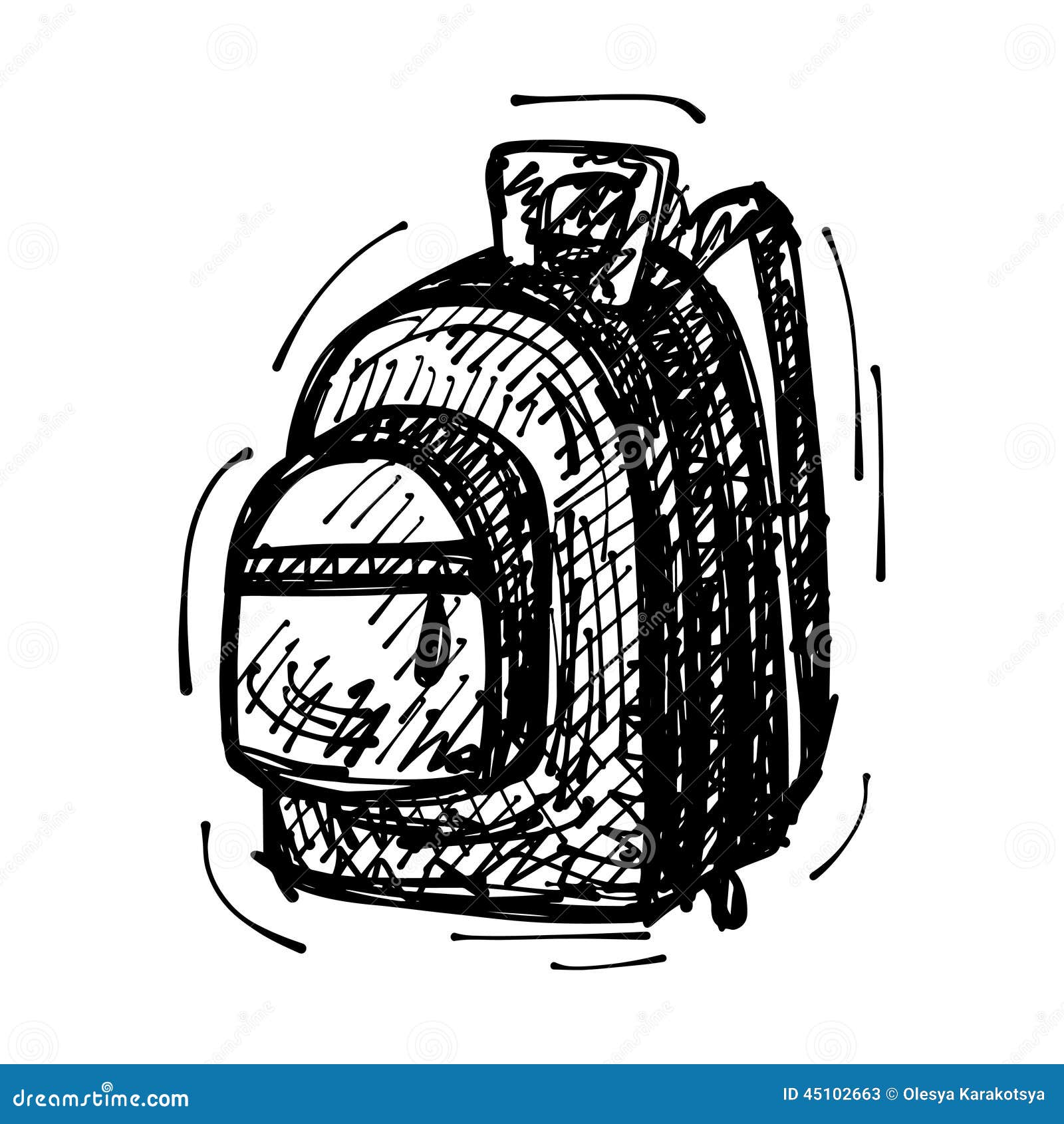 Black Sketch Drawing of Backpack Stock Vector - Illustration of object ...
