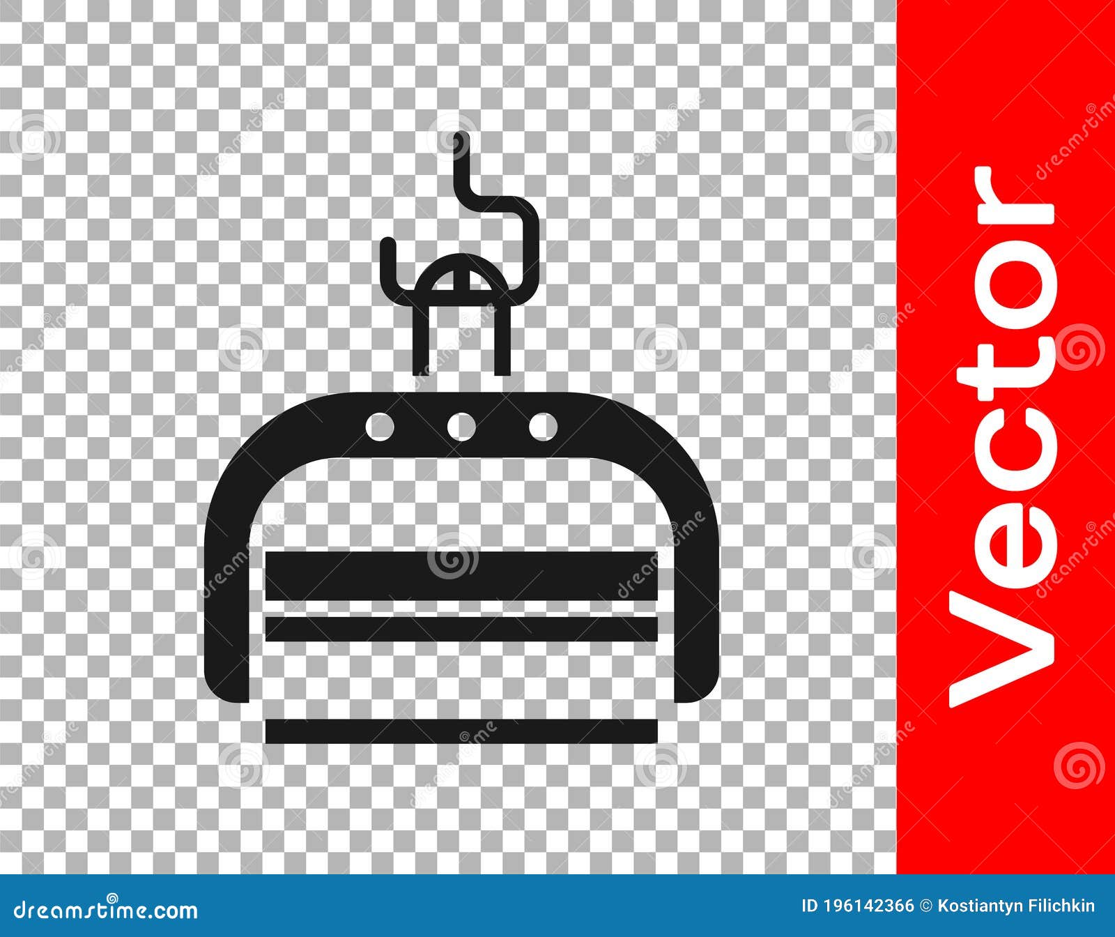 Black Ski Lift Icon Isolated on Transparent Background. Vector ...