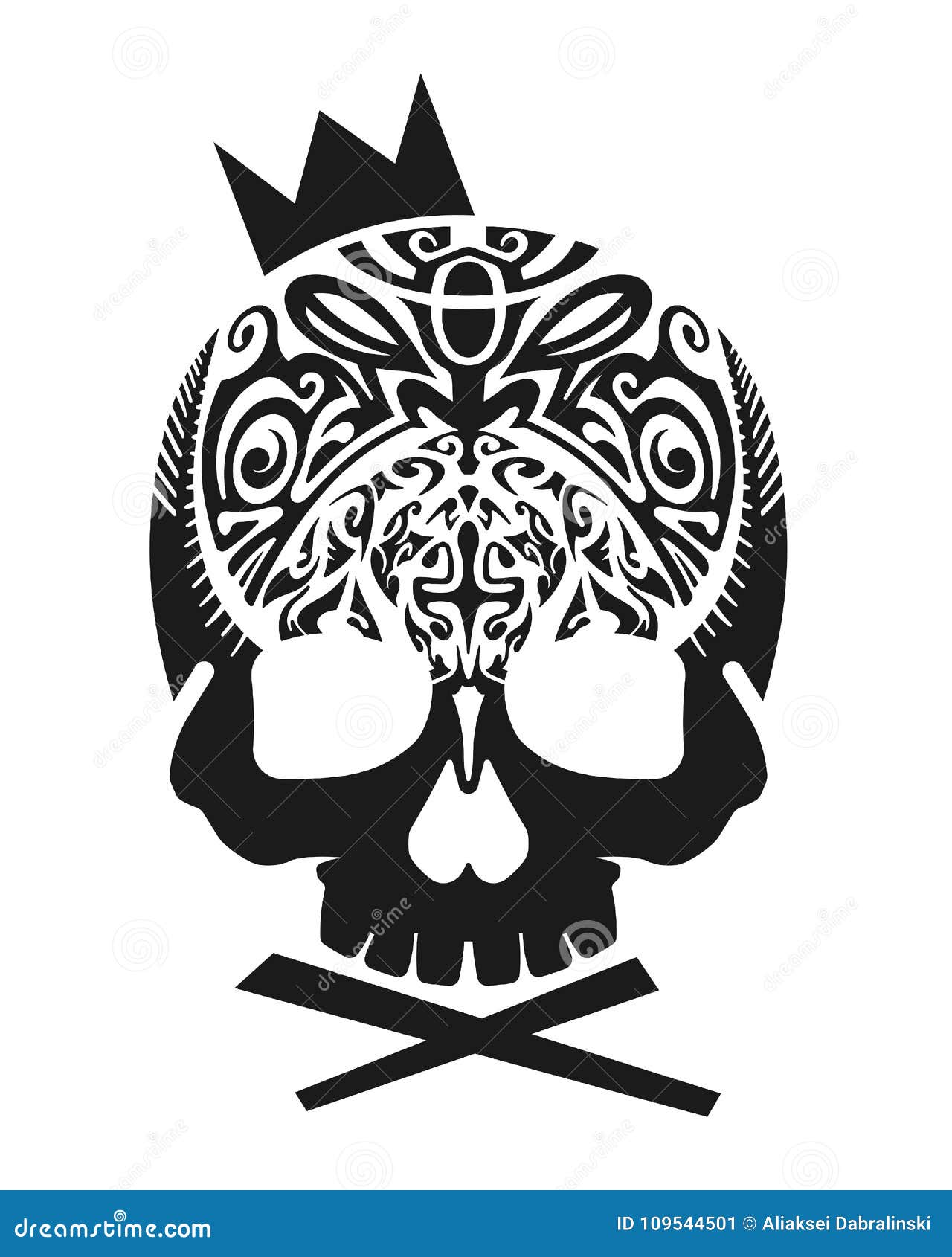 Black Skull with Crown Vector Stock Vector - Illustration of detailed ...