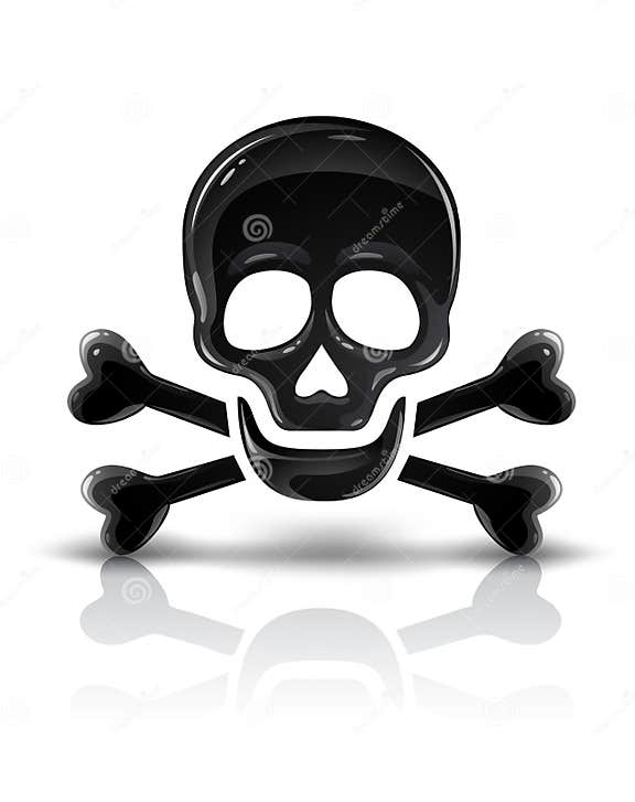 Black Skull Symbol with Crossed Bones Stock Illustration - Illustration ...