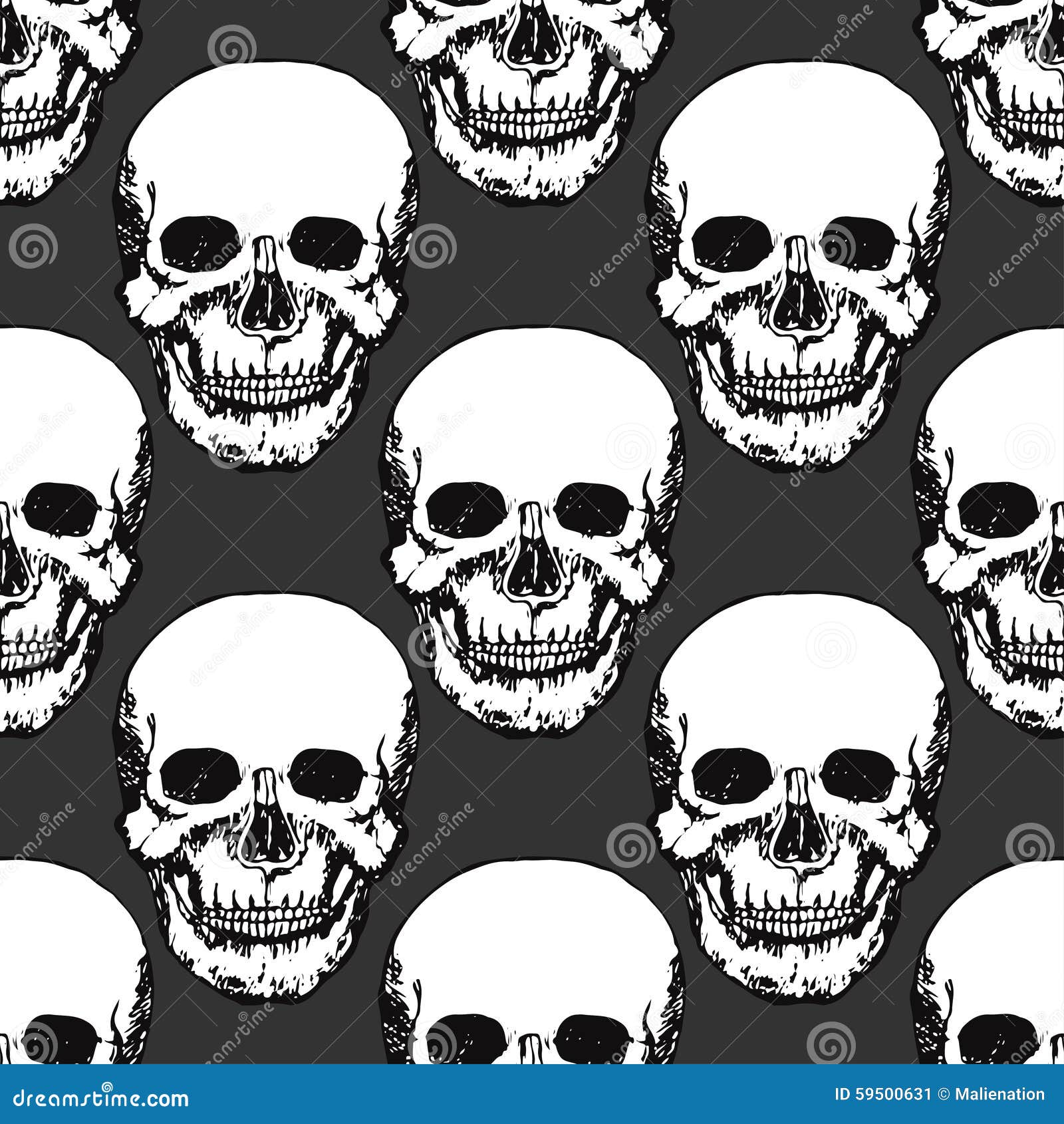 Black Skulls Print. Skull Pattern. Hand Drawn Swatch for Textile ...