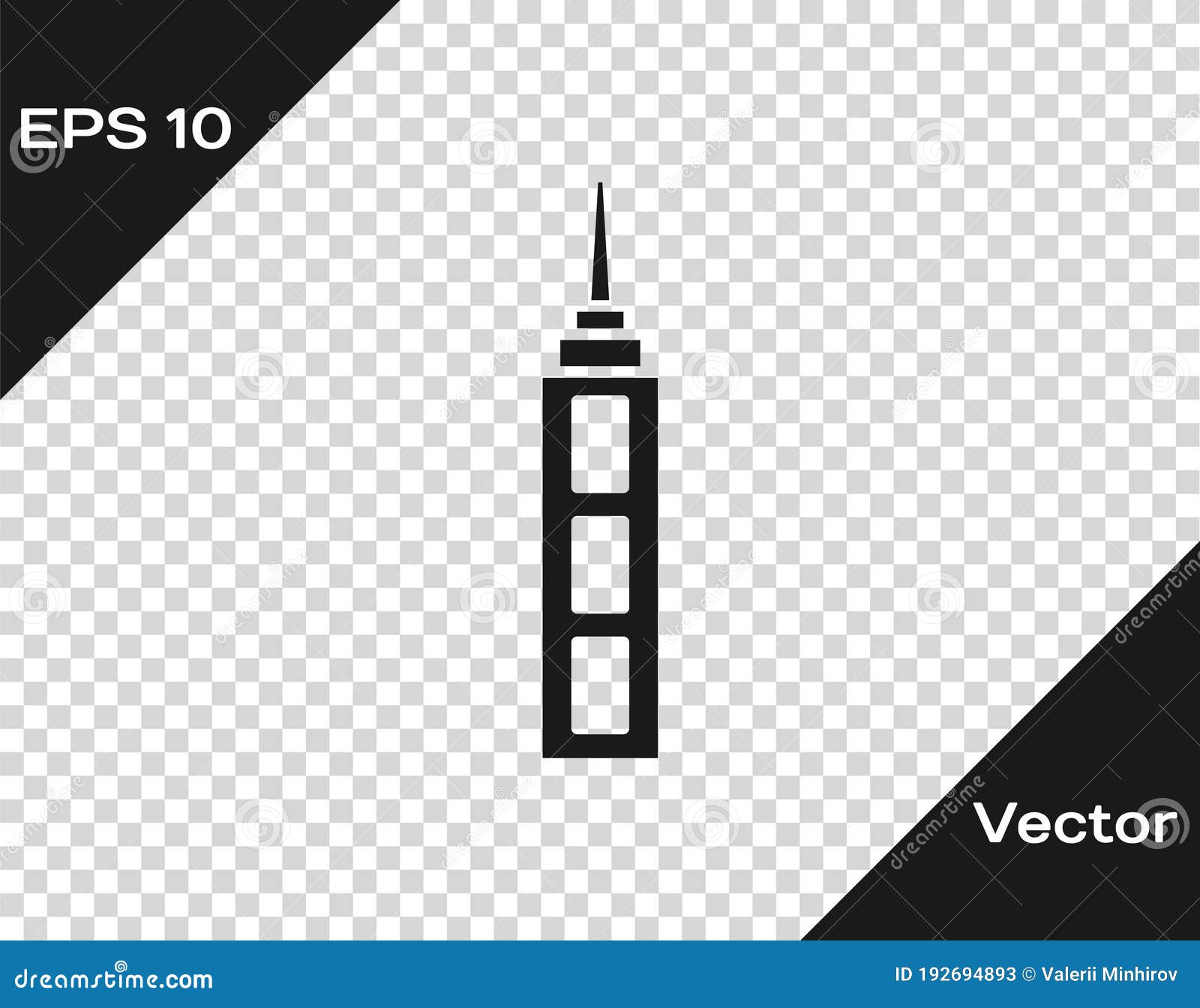 Black Skyscraper Icon Isolated on Transparent Background. Metropolis ...