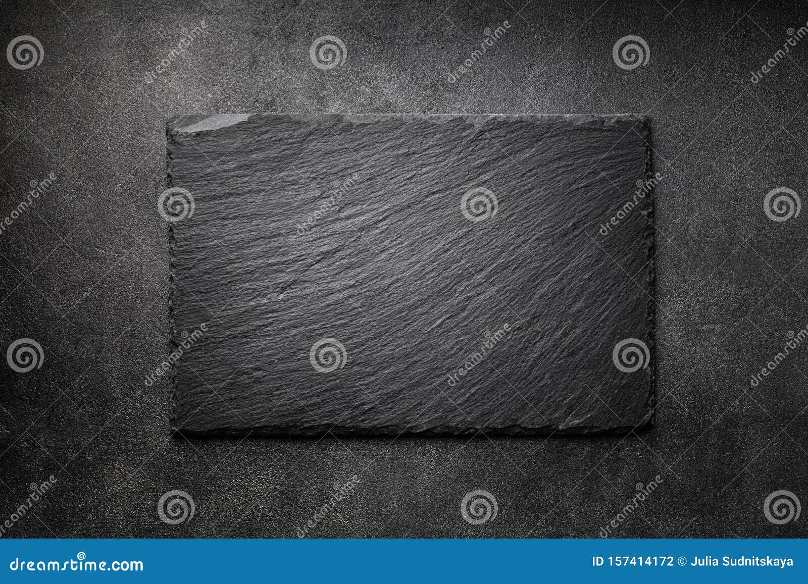 Black Slate Board on Dark Stone Texture Top View. Empty Space for Menu ...
