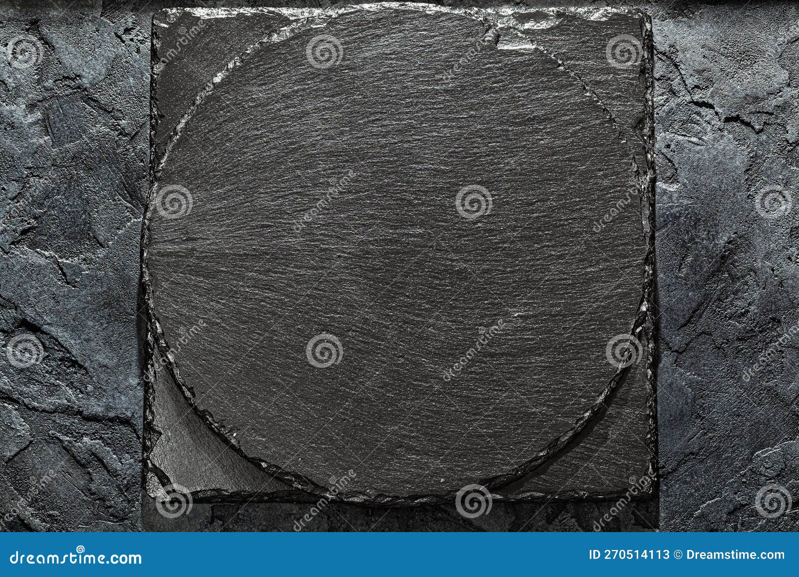 Black Slate Plate Round Shape on Square Mock Up for Suhi Bar Menu Stock ...