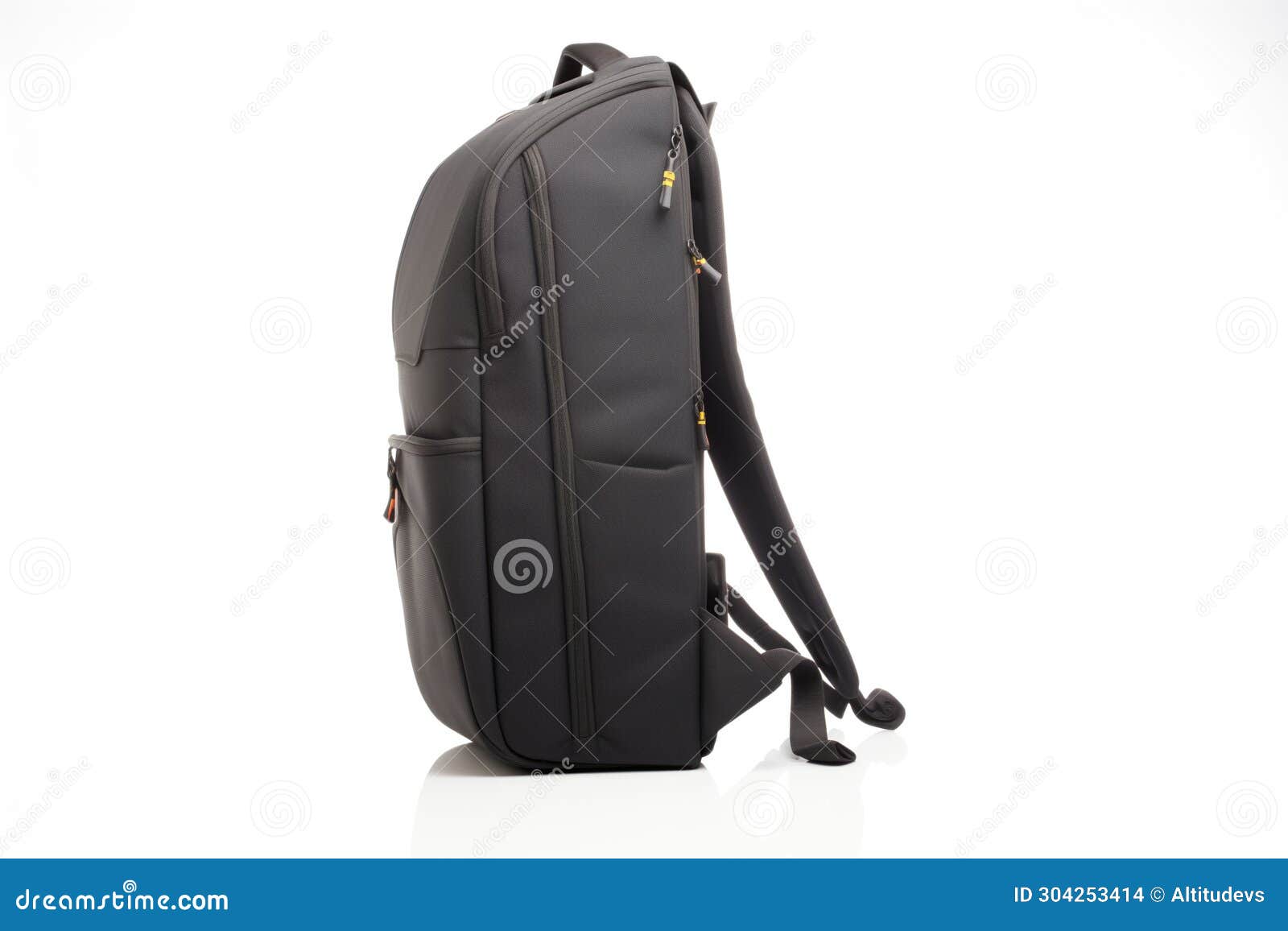 Black Sleek Camera Backpack, Side Profile on White Stock Photo - Image ...