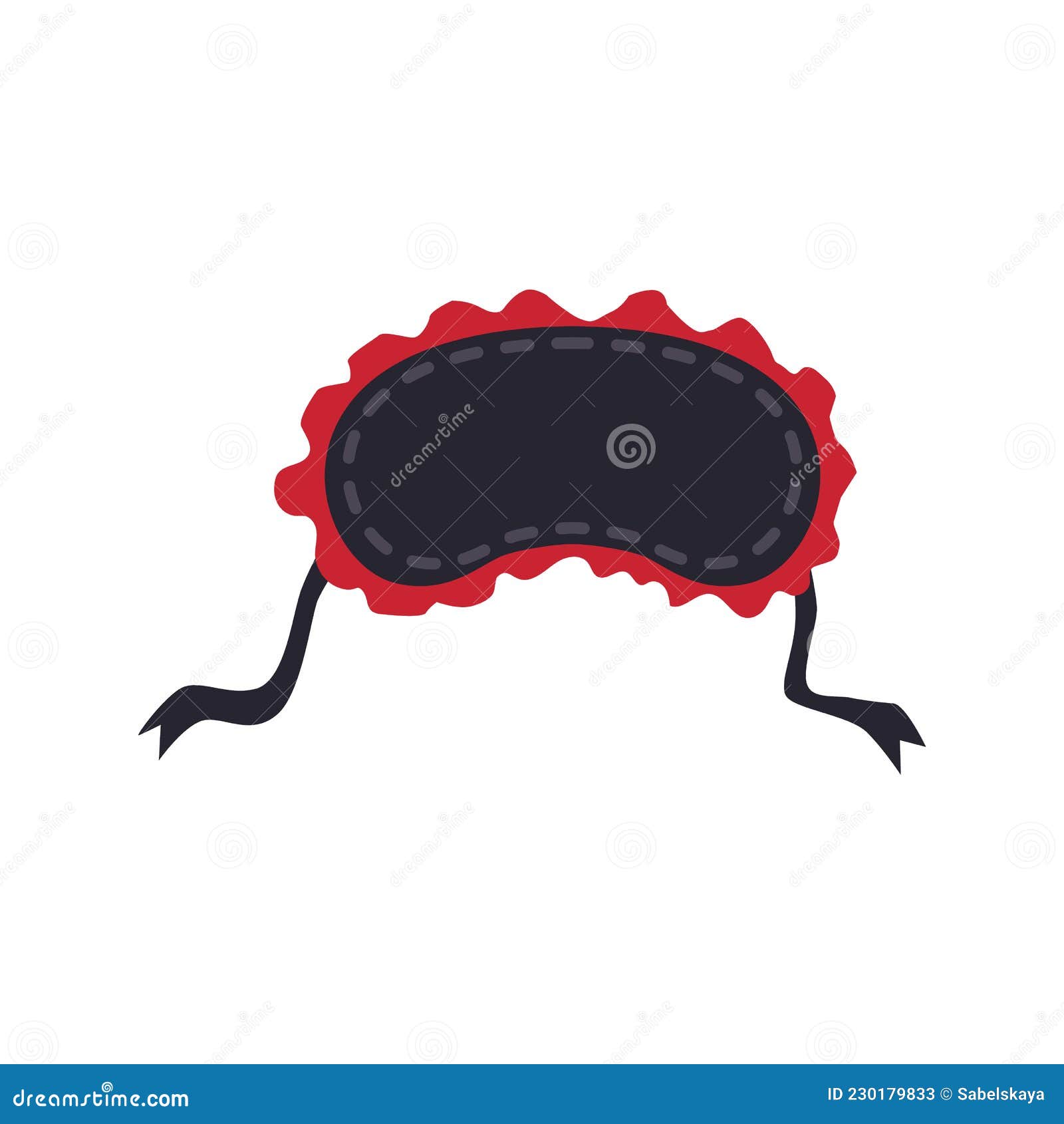 Black Sleeping Mask with Strings and Frill, Flat Vector Illustration ...