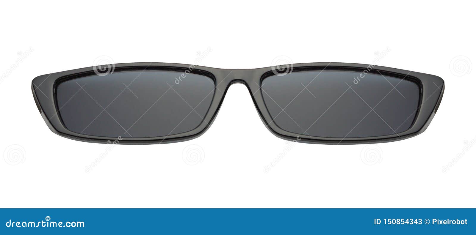 Black Slim Sunglasses Front View Stock Image - Image of retro, white ...
