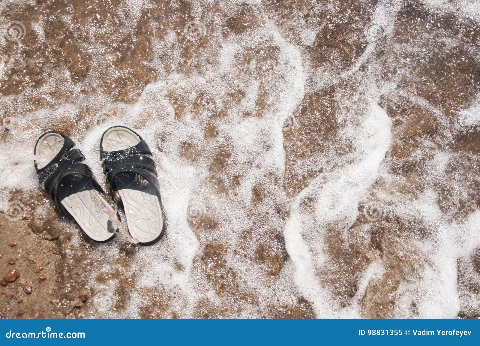 Slippers on the beach stock image. Image of colorful - 98831355