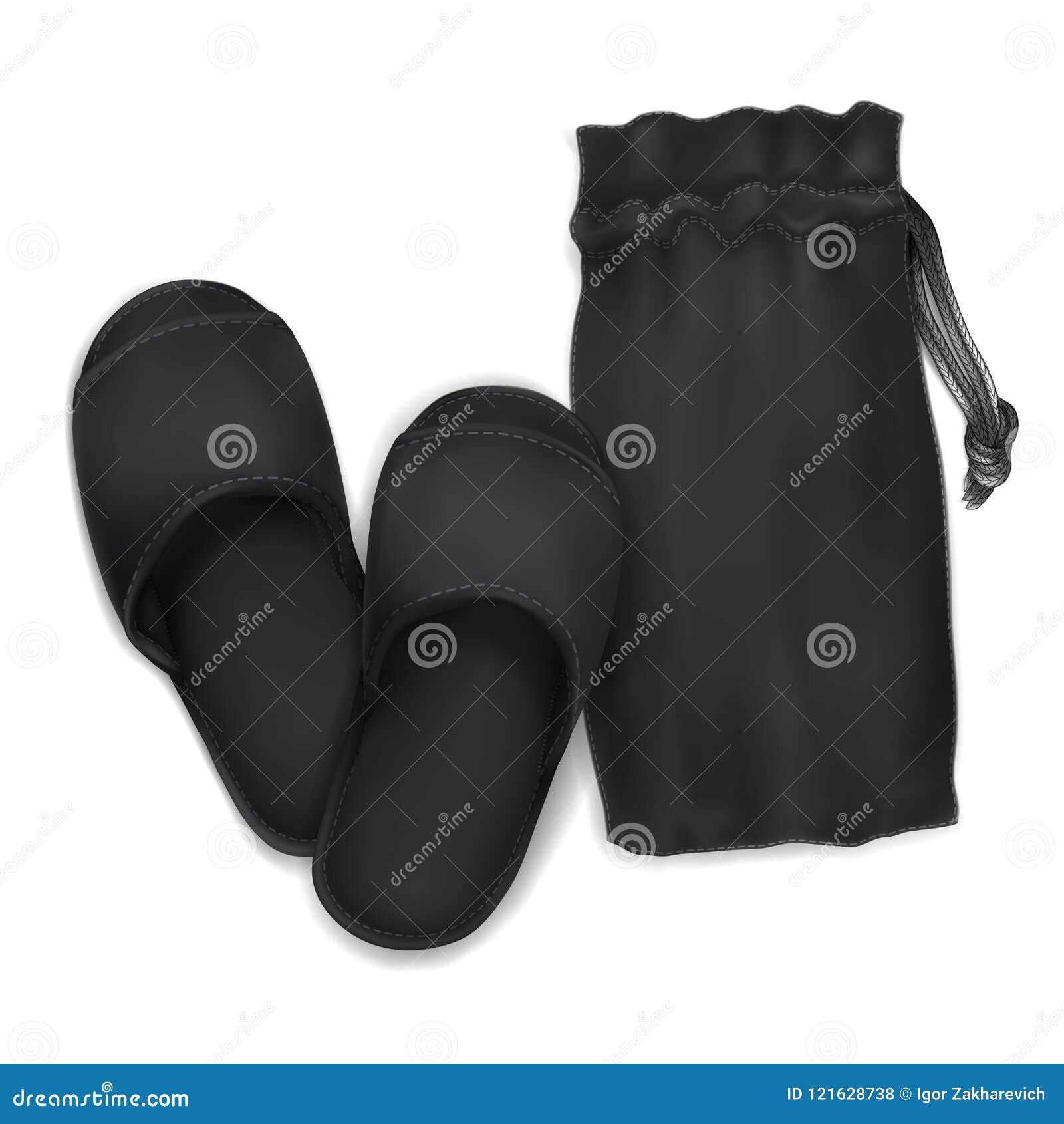 Black Slippers vs Pouch stock illustration. Illustration of pack ...