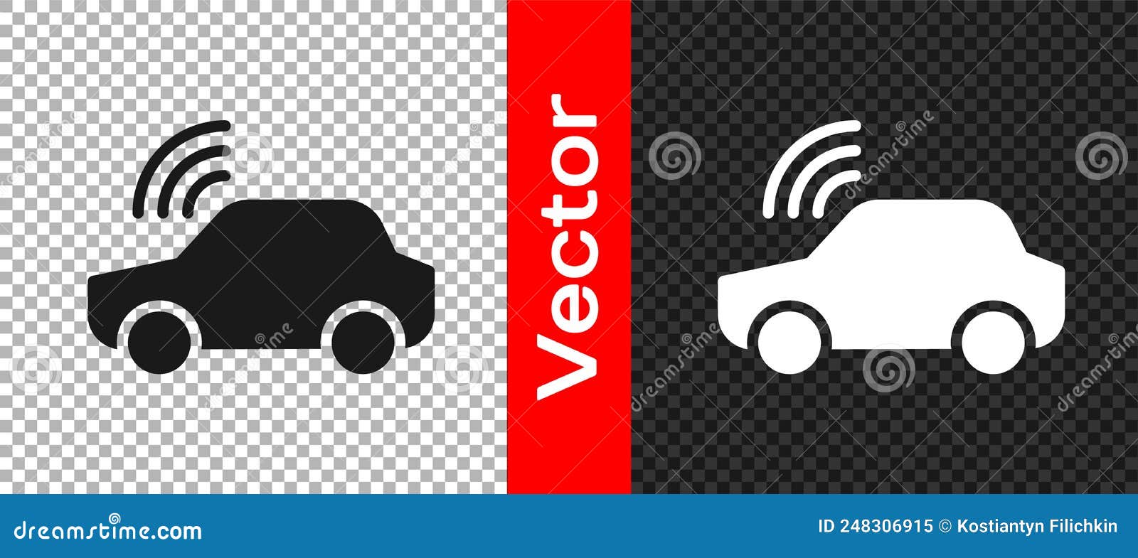 Black Smart Car System with Wireless Connection Icon Isolated on ...