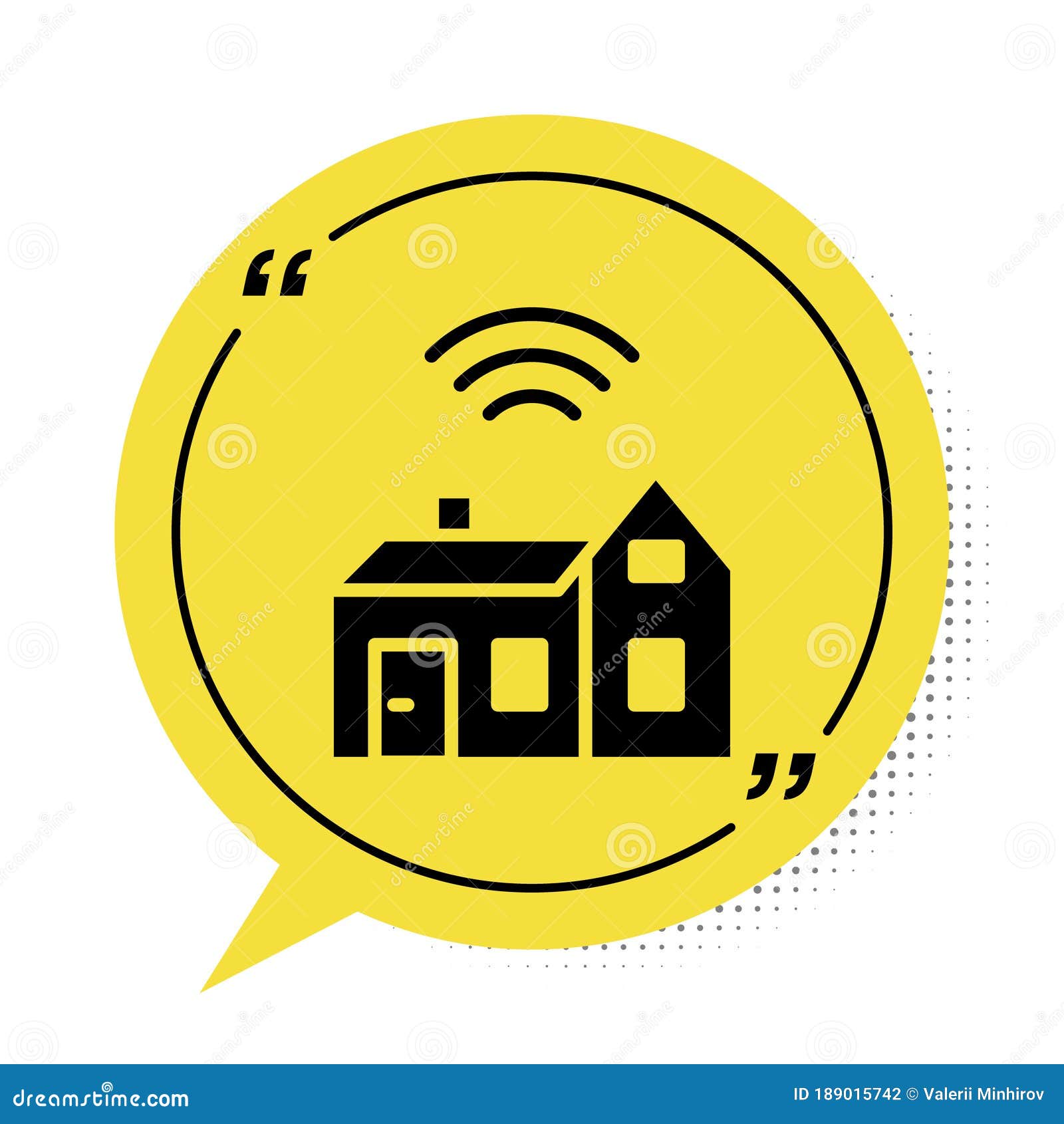 Black Smart Home with Wireless Icon Isolated on White Background ...