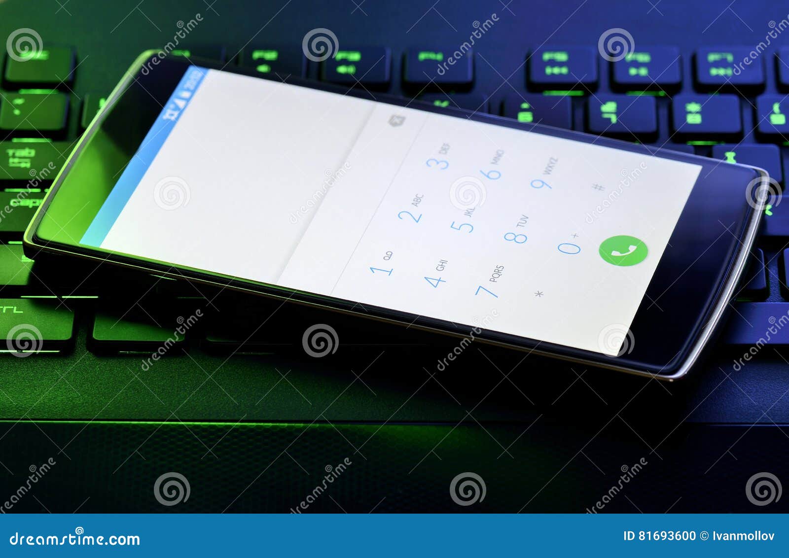 Black Smart Phone on Keyboard Stock Photo - Image of dial, digital ...