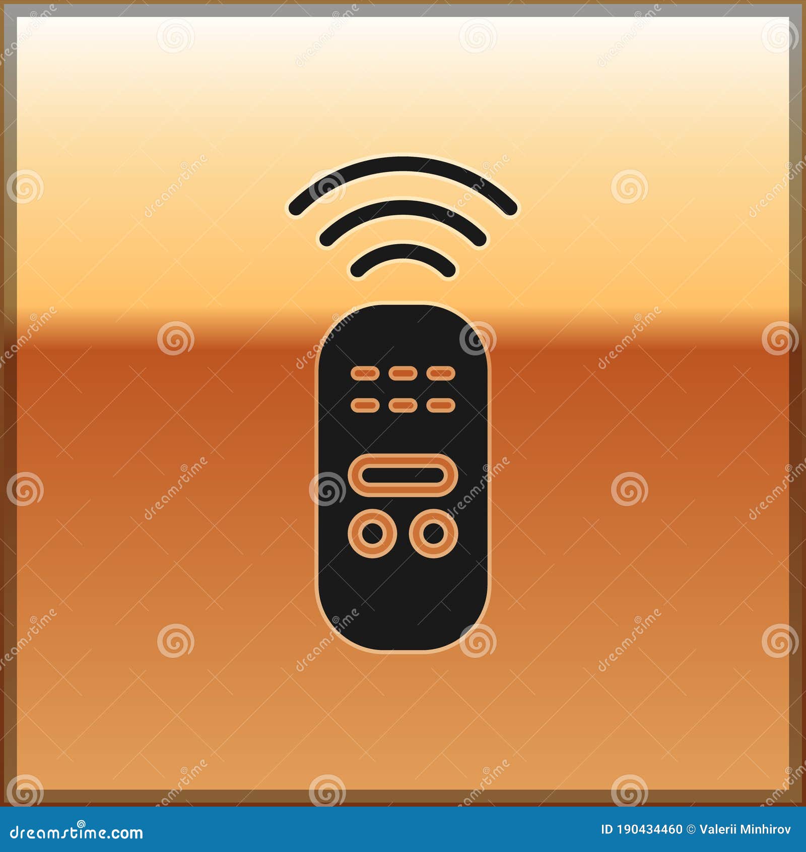 Black Smart Remote Control System Icon Isolated on Gold Background ...