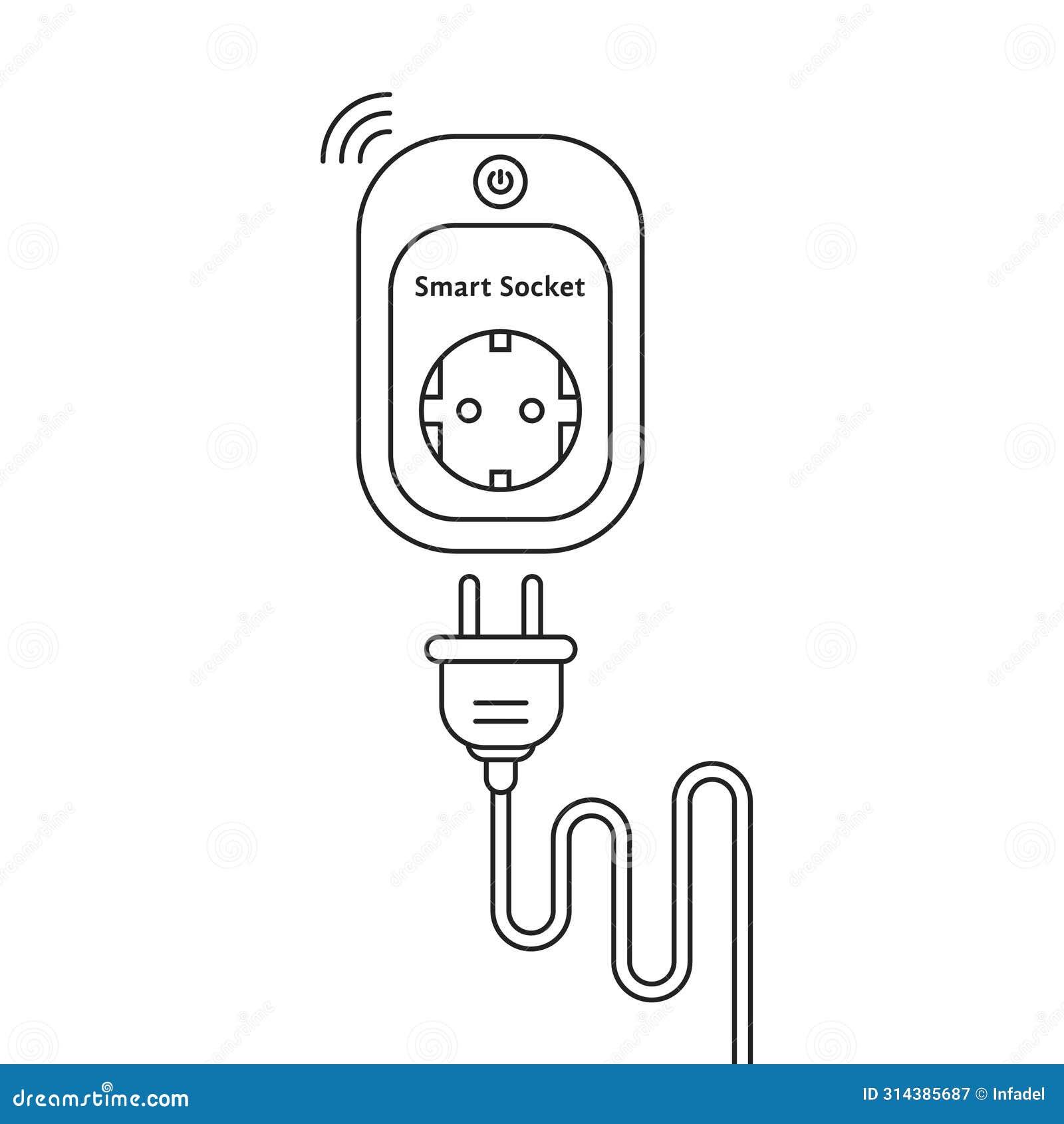 Black Smart Socket with Thin Line Electric Plug Stock Vector ...
