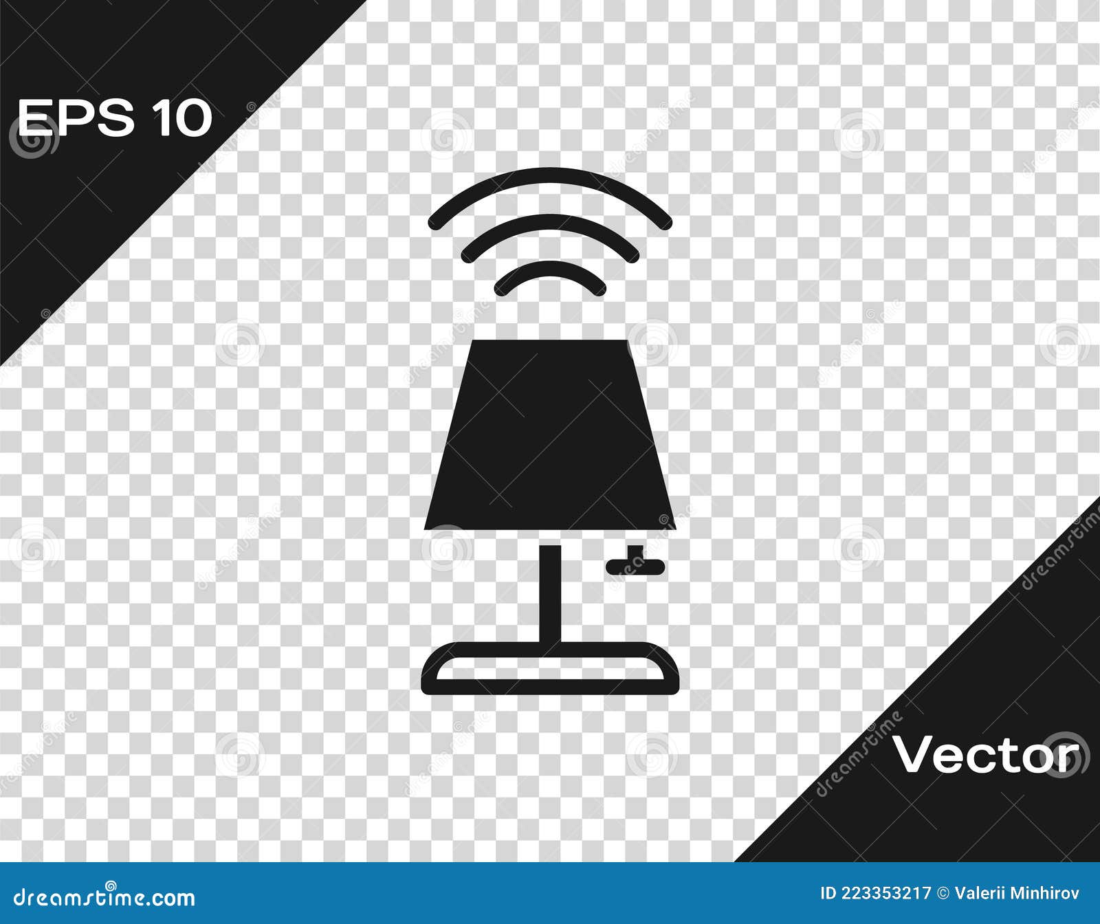 Black Smart Table Lamp System Icon Isolated on Transparent Background ...