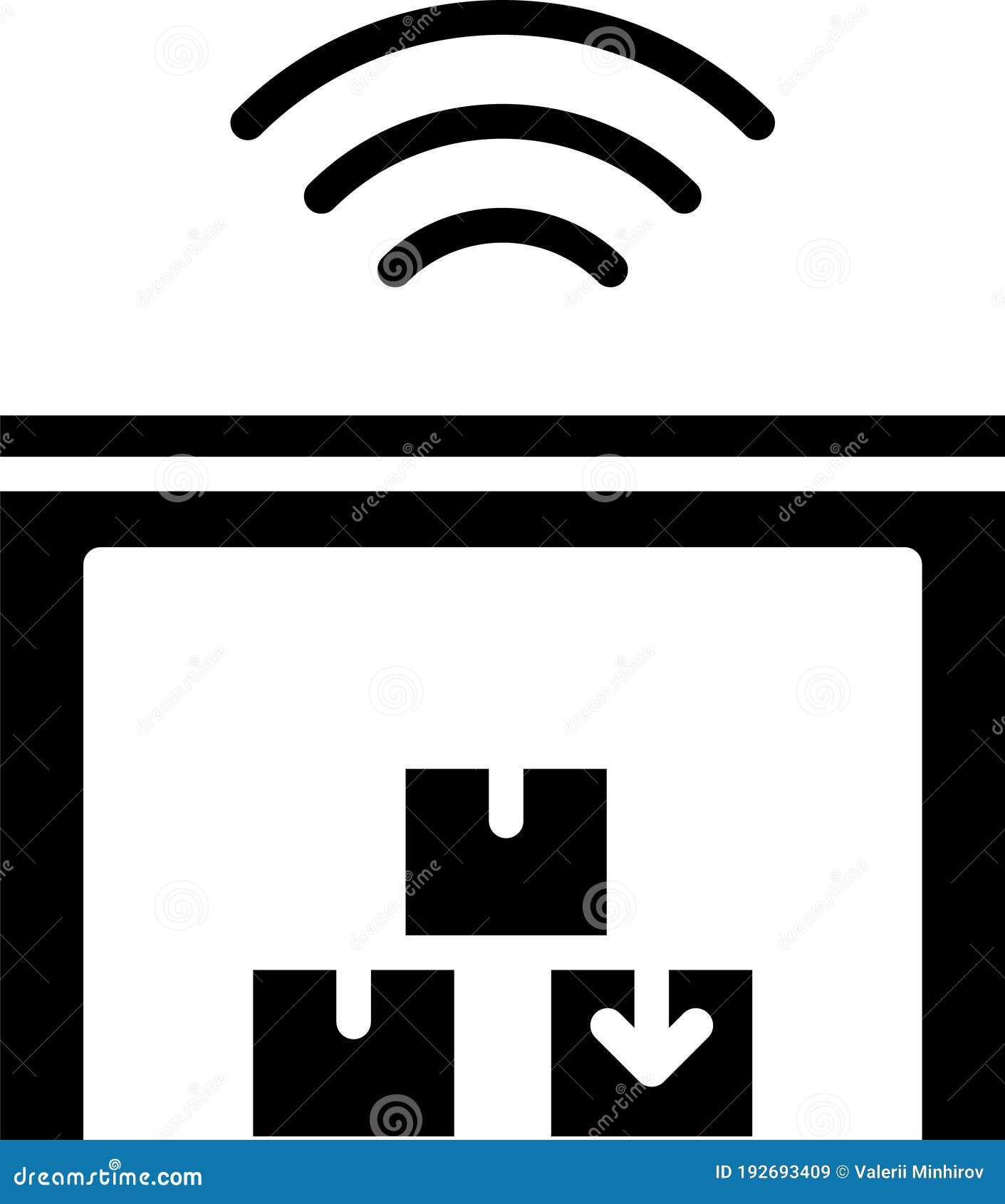 Black Smart Warehouse System Icon Isolated on White Background. Vector ...