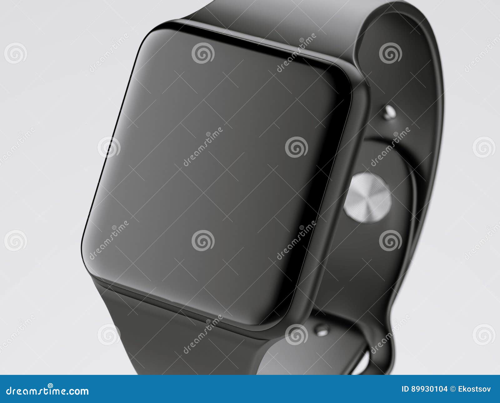 Black Smart Watch Isolated on White. 3d Rendering Stock Photo - Image ...