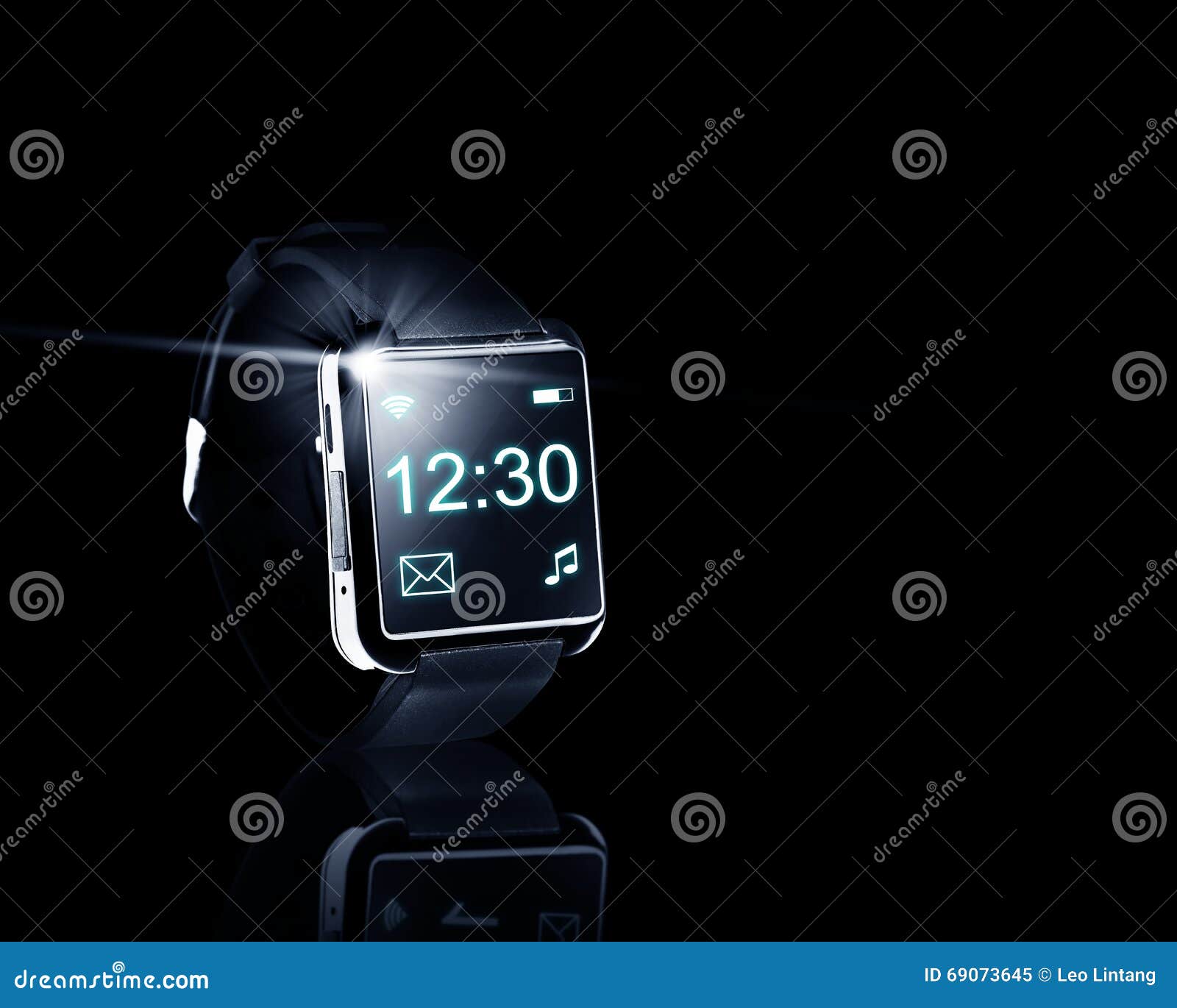 Black smart watch stock image. Image of touch, accessory - 69073645