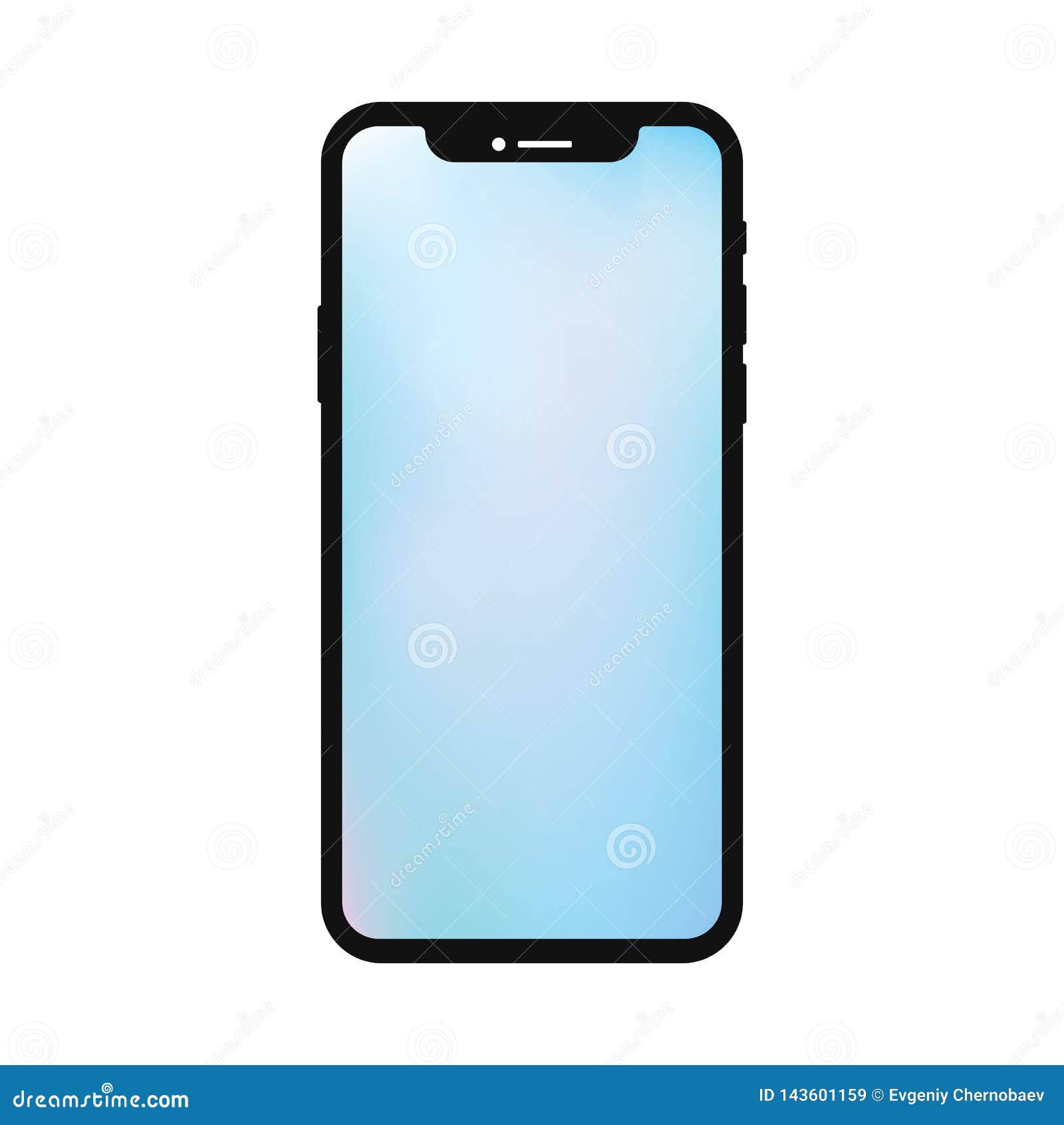 Black Smartphone with Blue Screen. Vector Mobile Phone with Empty ...