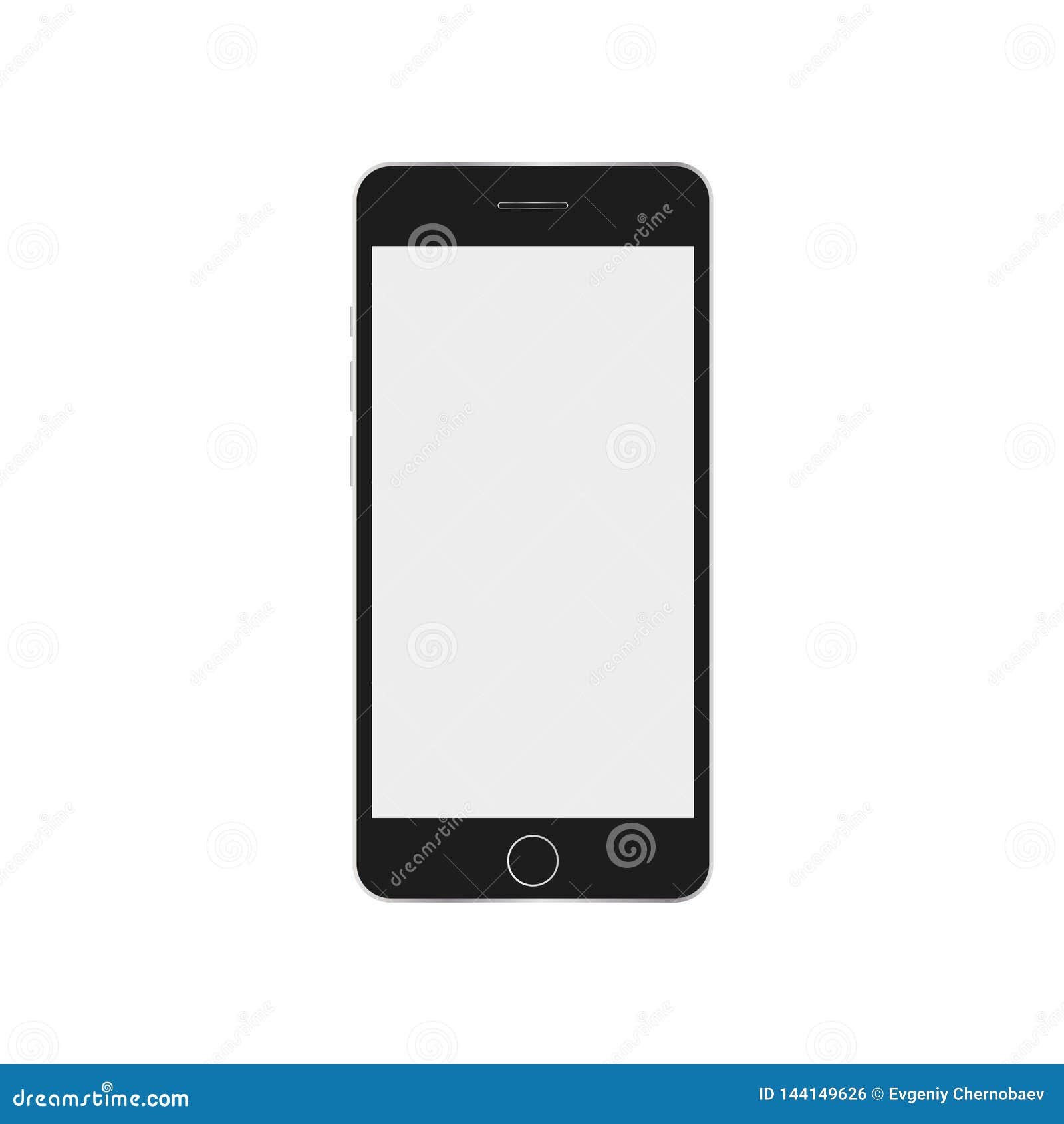 Black Smartphone with Buttons, Grey Empty Screen with No Text. Classic ...