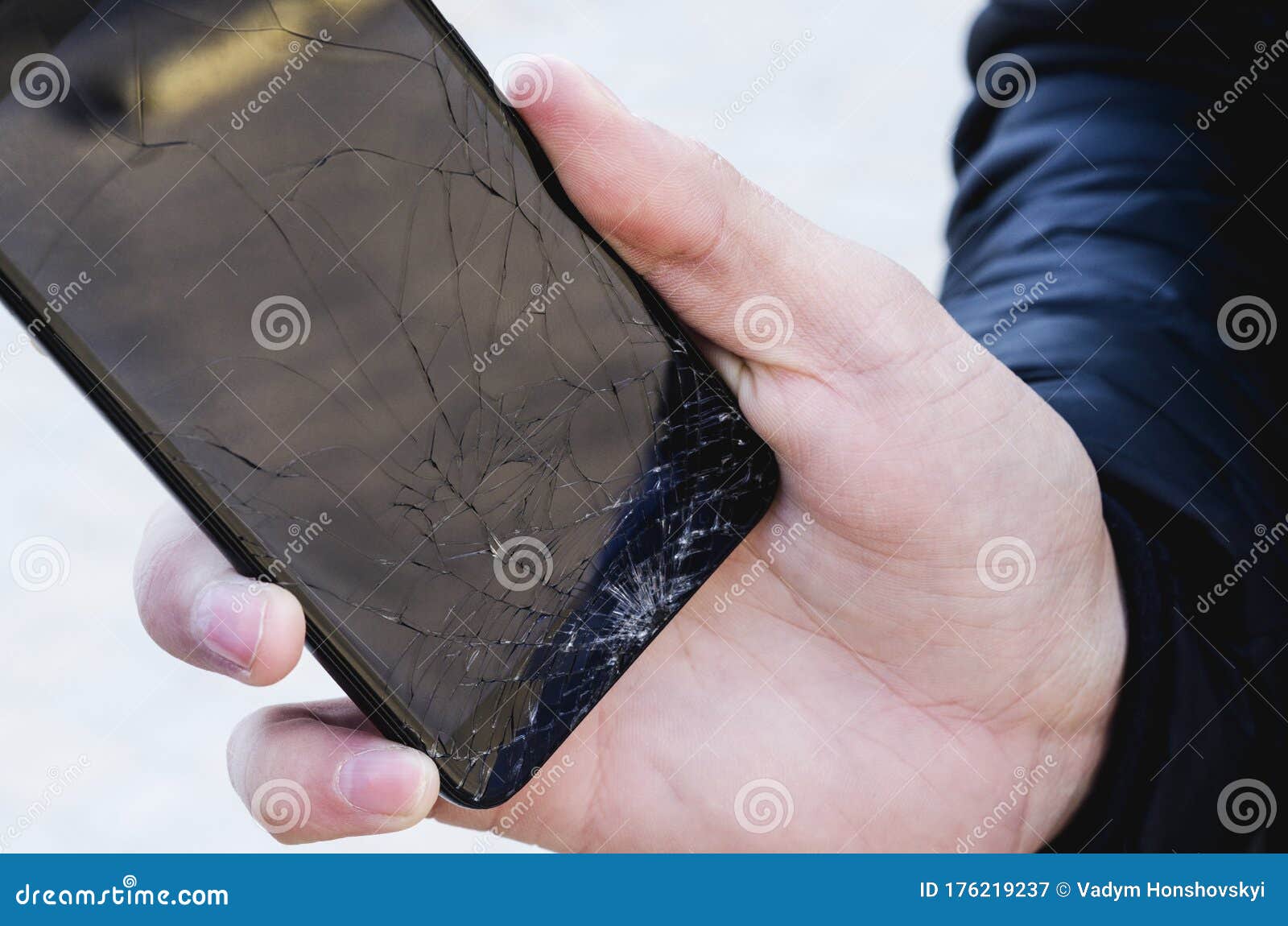 Black Smartphone with Cracked Glass Stock Image - Image of equipment ...