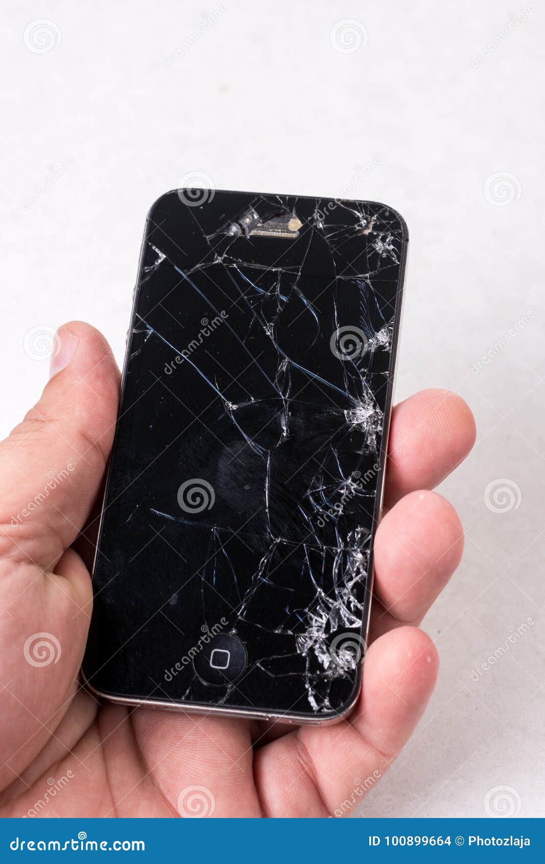 Black Smartphone with Cracked and Smashed Lcd Touch Screen in the Hand ...