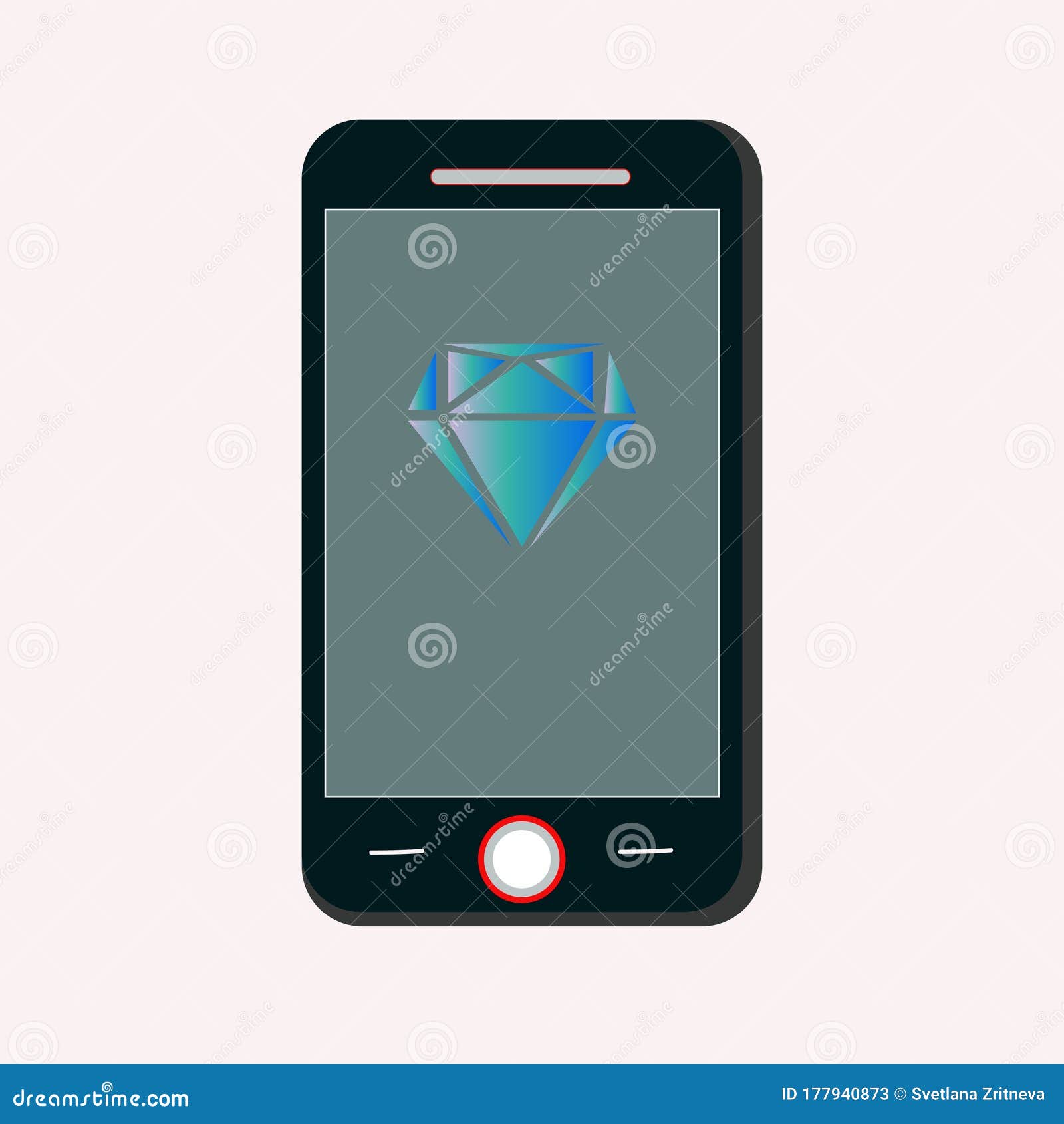 Black Smartphone with a Diamond on the Screen Stock Vector ...