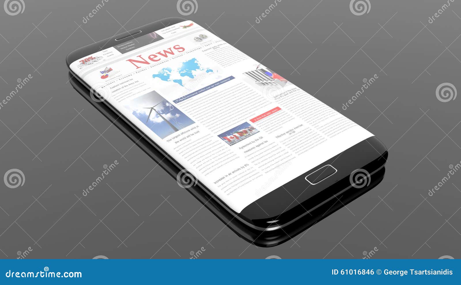 Black Smartphone Edge with News Website on Screen Stock Illustration ...