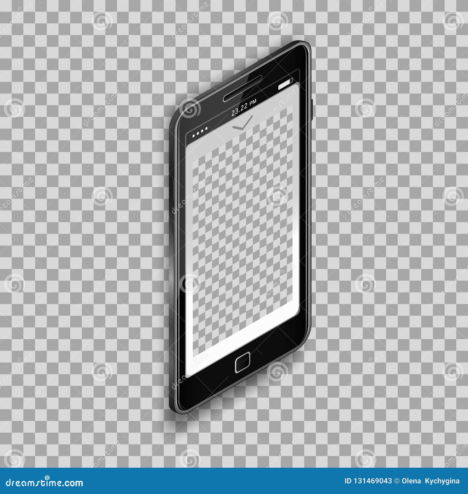 Black Smartphone with Empty Screen on Transparent Background. Template ...