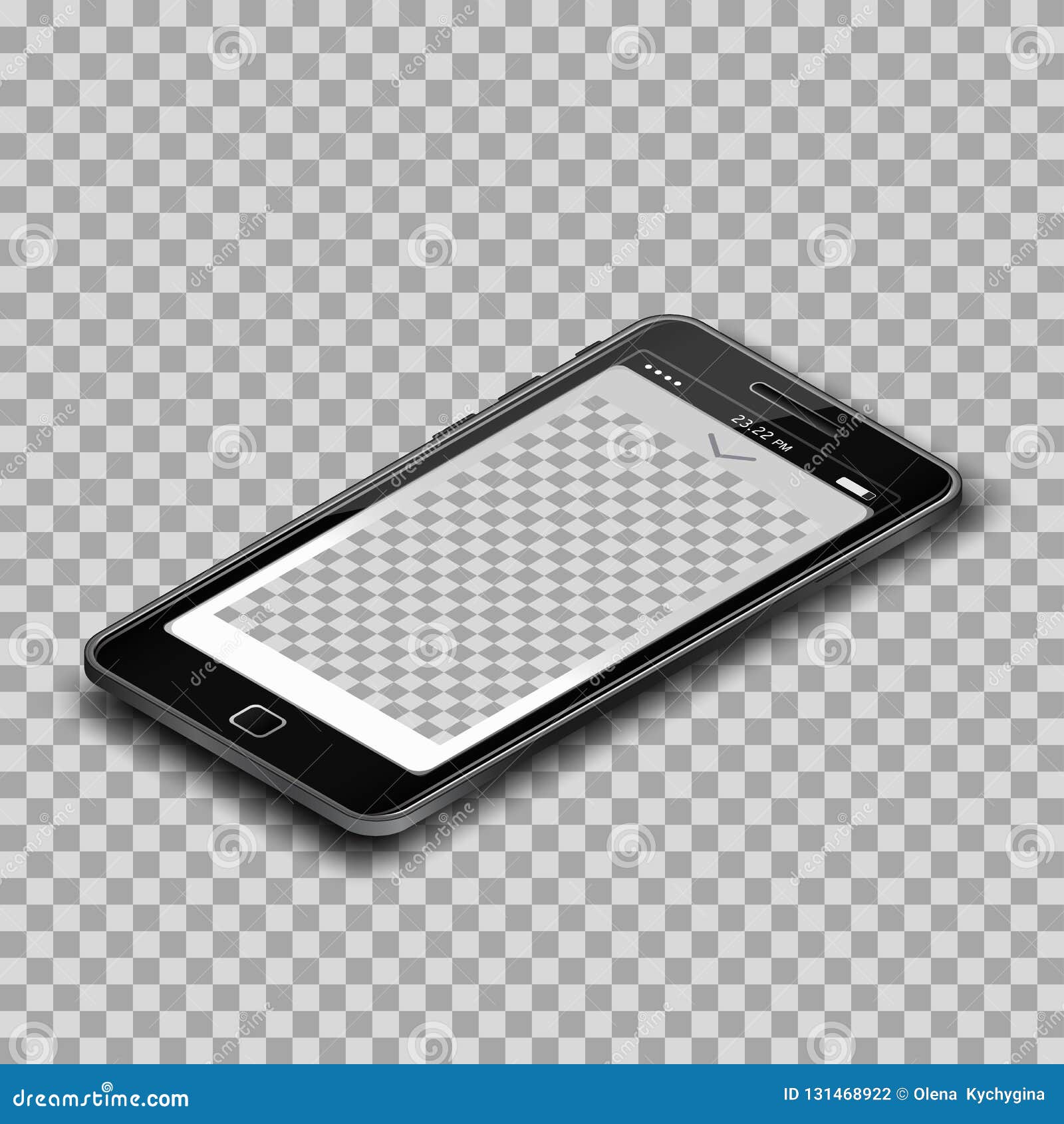 Black Smartphone with Empty Screen on Transparent Background. Template ...
