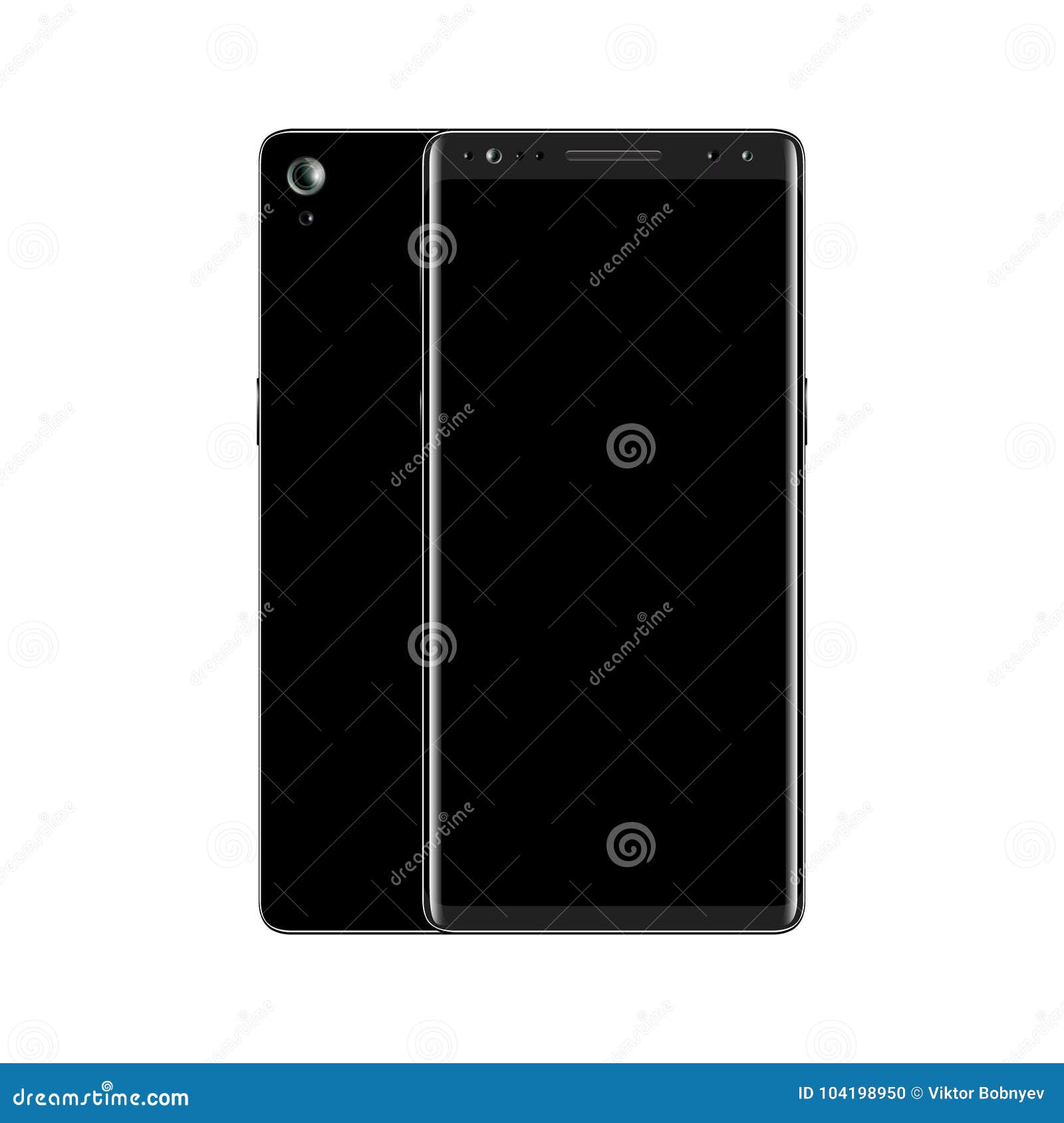 Black Smartphone Front And Back View Vector Illustration ...