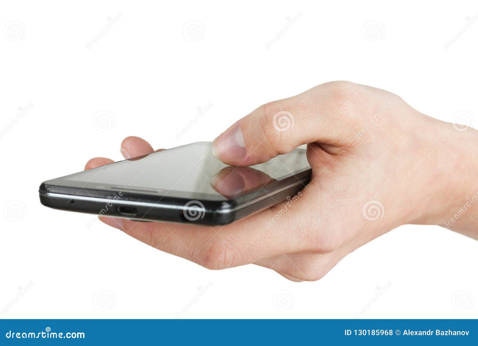 Black smartphone in hand stock photo. Image of hand - 130185968