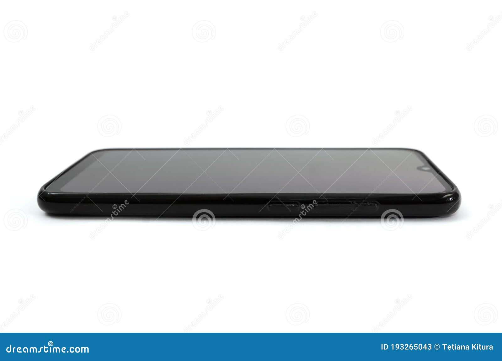 Black Smartphone Isolated on White Background. Side View. Copy of Space ...