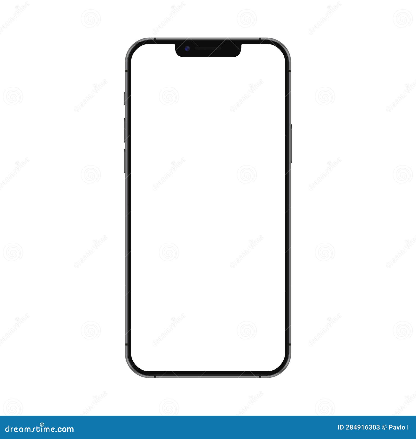 Black Smartphone Mockup with White Empty Touch Screen. Detailed Mockup ...