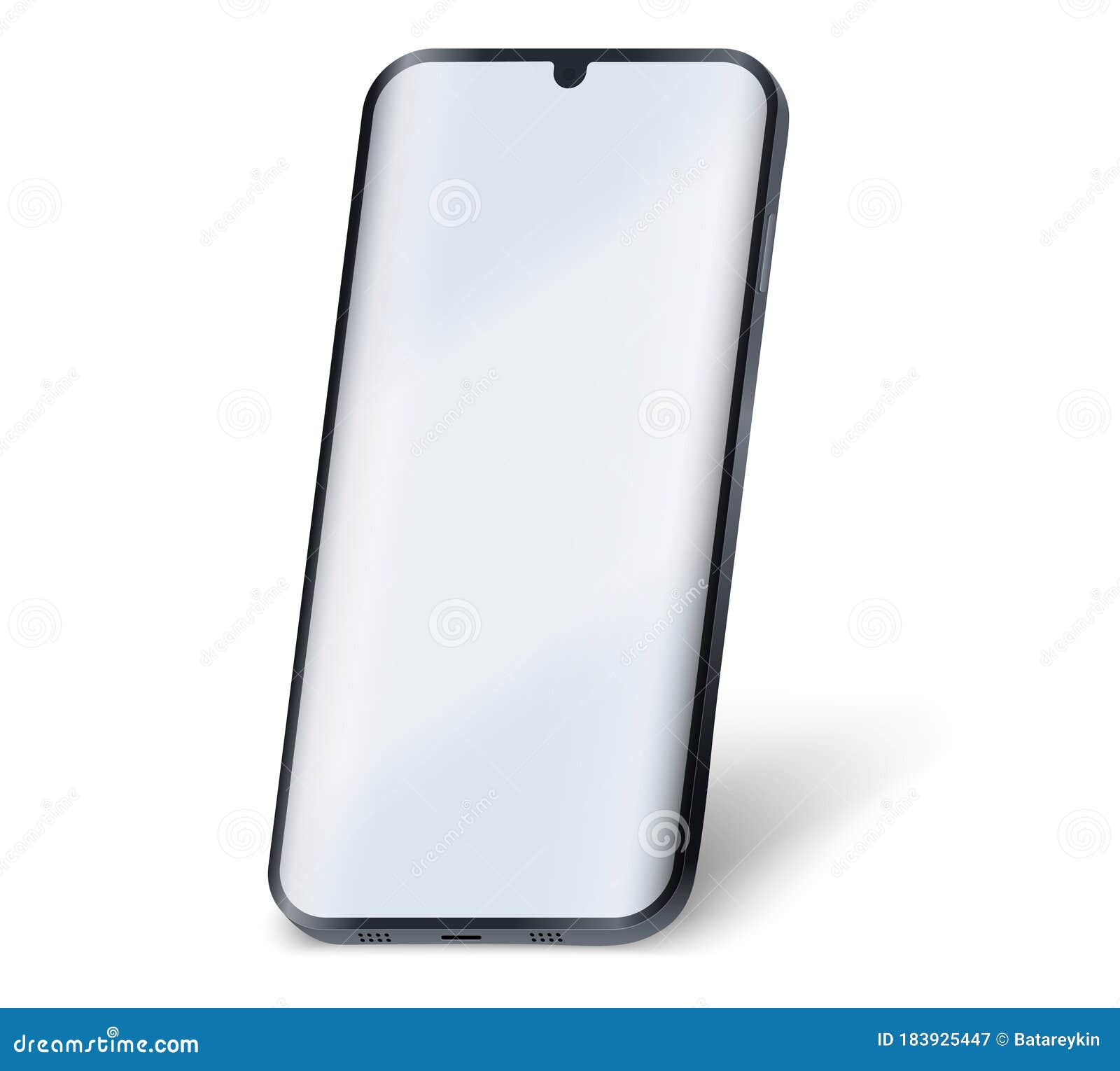 Smartphone Without Notch Mockup With White Blank Screen. Flat Vector ...