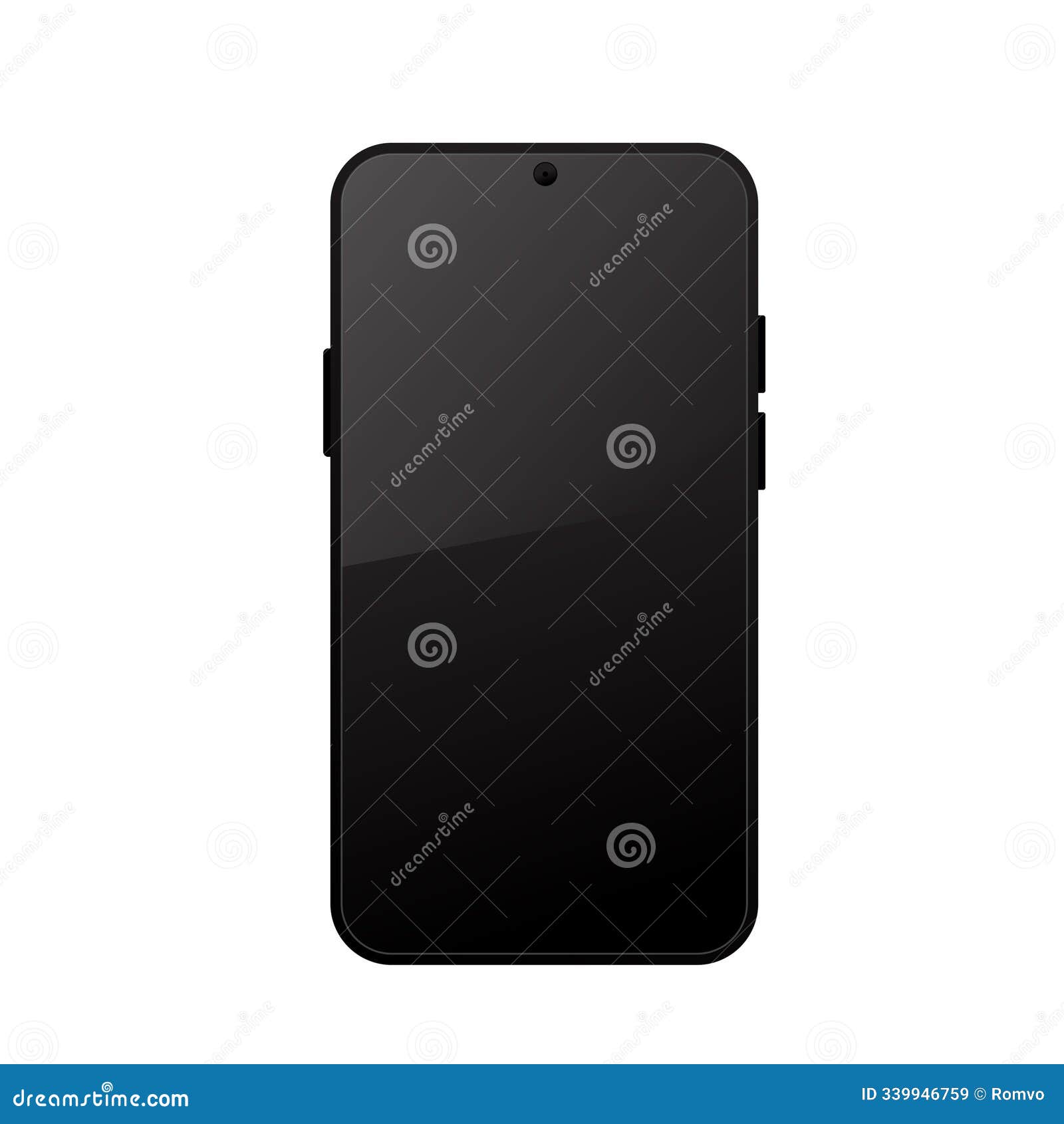 Black Smartphone With Notch Presentation Mockup Cartoon Vector ...