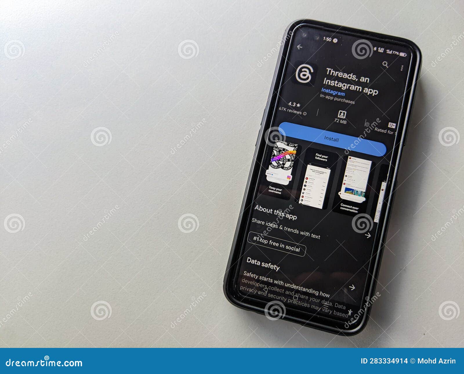 A Black Smartphone with Threads Apps on a Screen. Editorial Stock Image ...