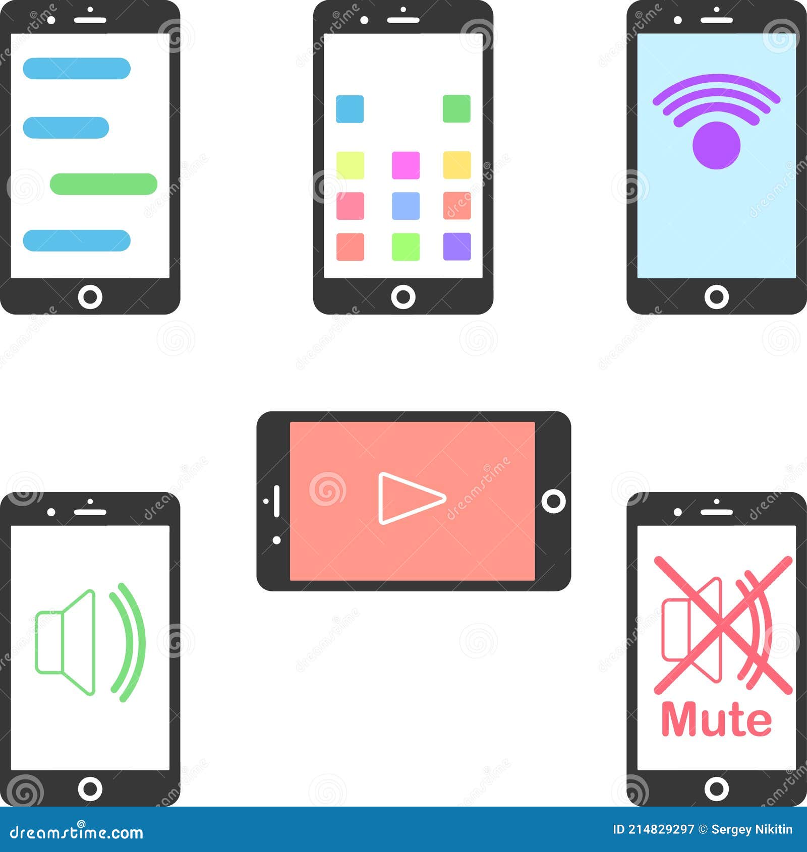 Black Smartphone with White Screen, Menu Button and Camera, Vector ...