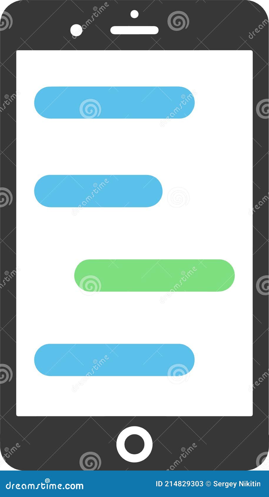 Black Smartphone with White Screen, Menu Button and Camera, Vector ...