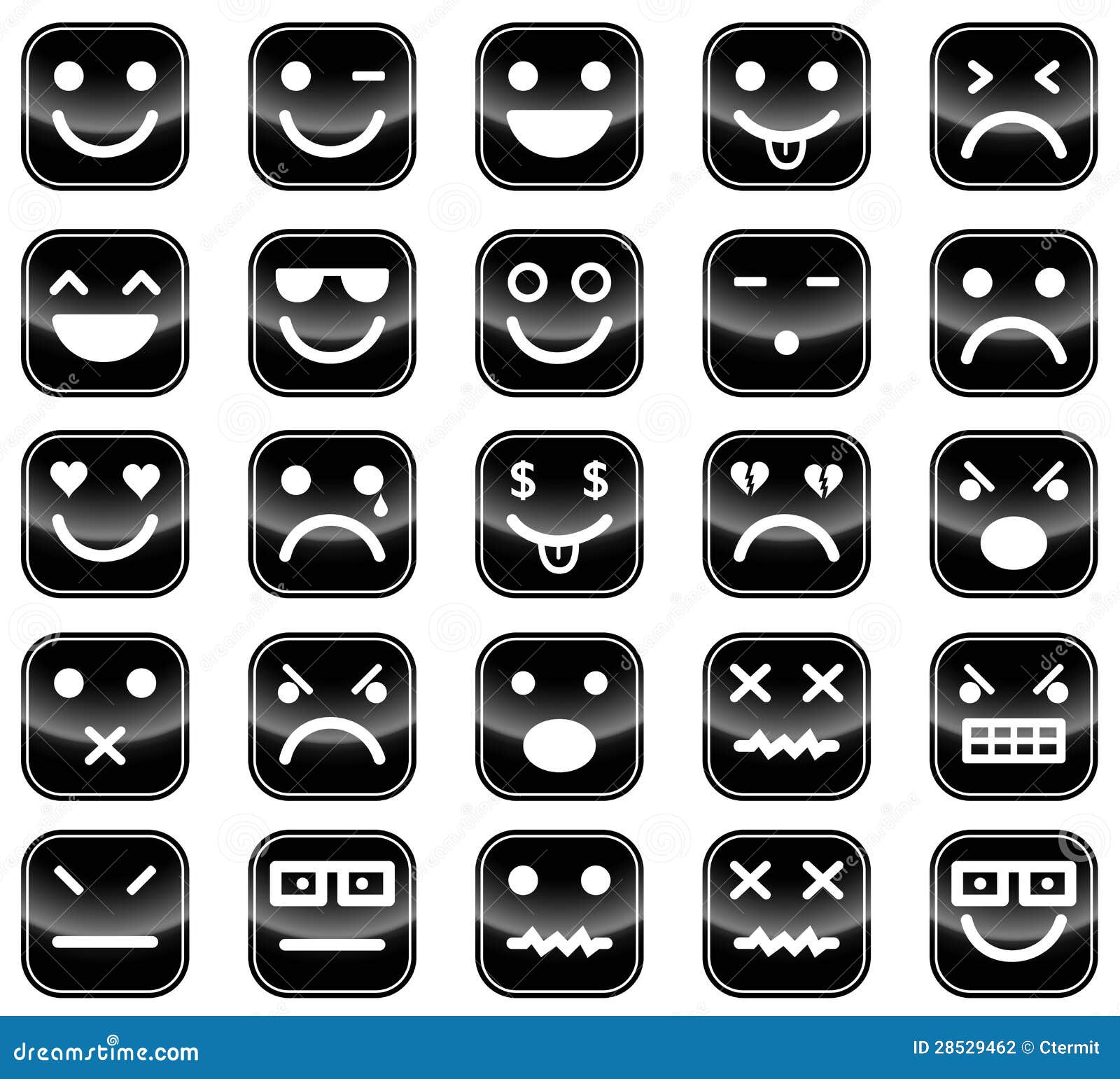 Black Smiley Flat Silhouette White Background. Vector . | CartoonDealer ...