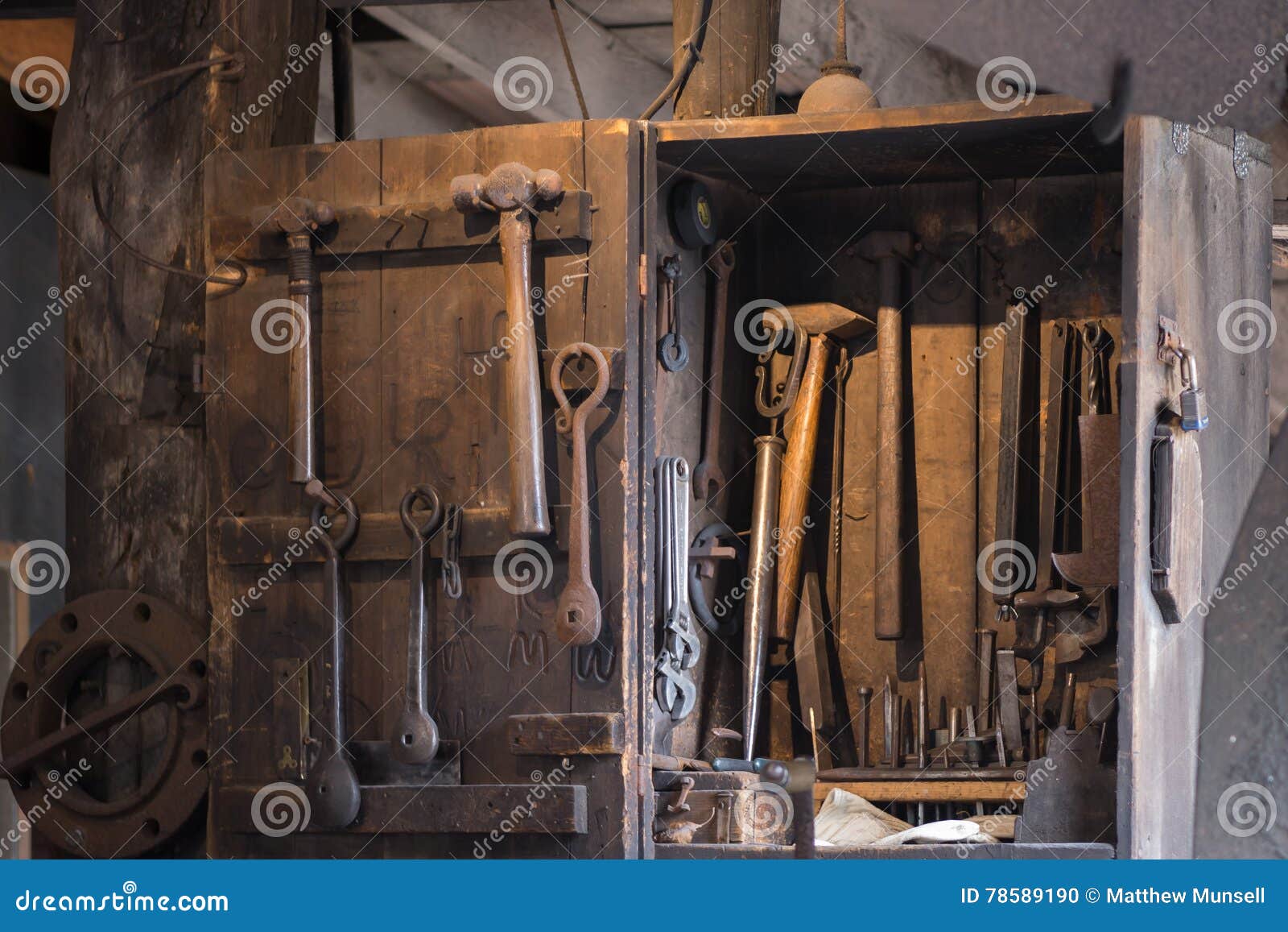 Black Smith Tools Spotlighted for Used in a Demostration Stock Photo ...
