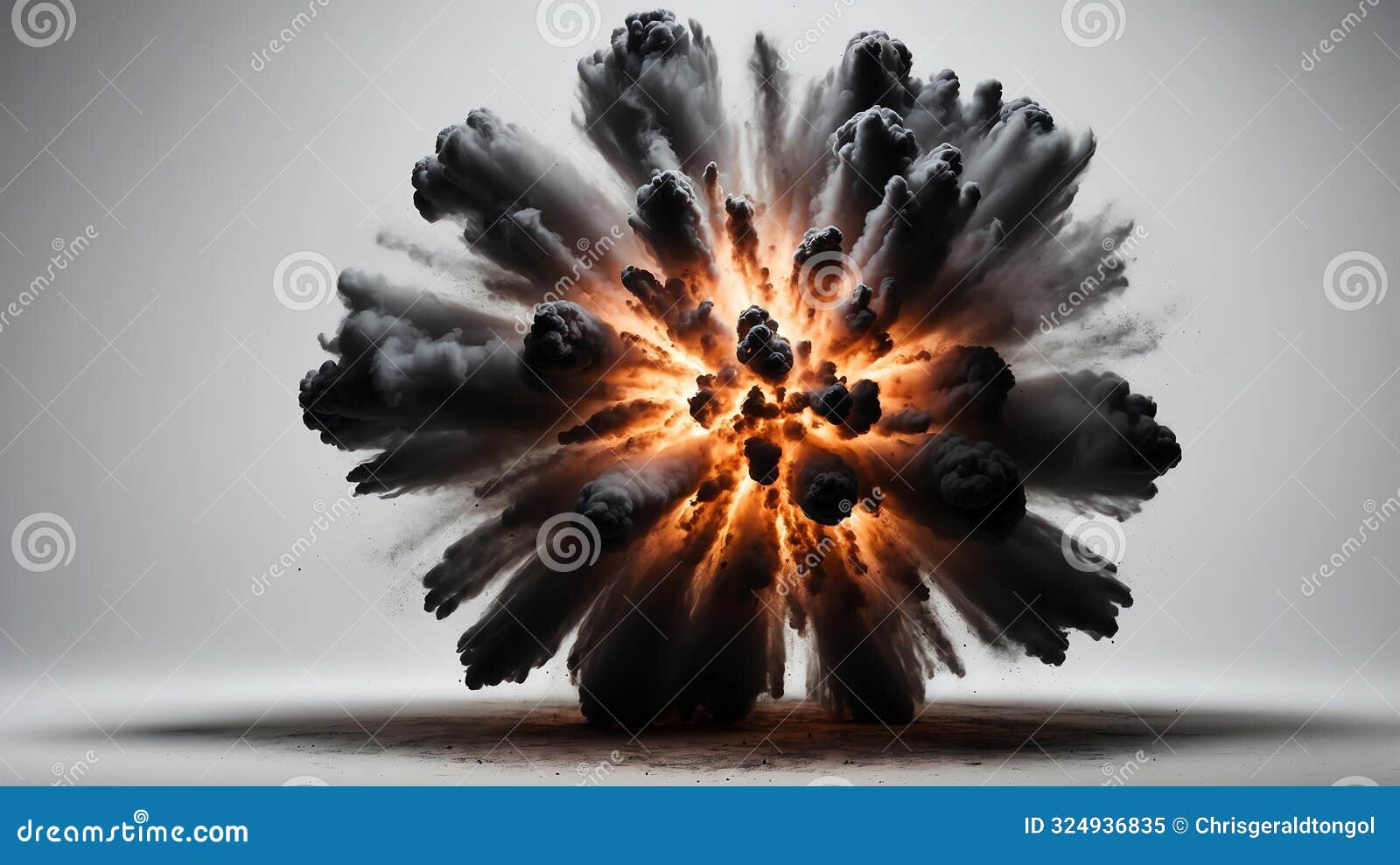 Black Smoke Center Radial Explosion Isolated in White Ai Generated ...