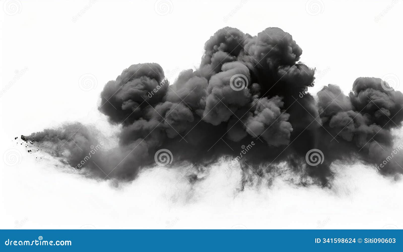 Black Smoke Cloud Explosion Isolated on White Background Stock ...