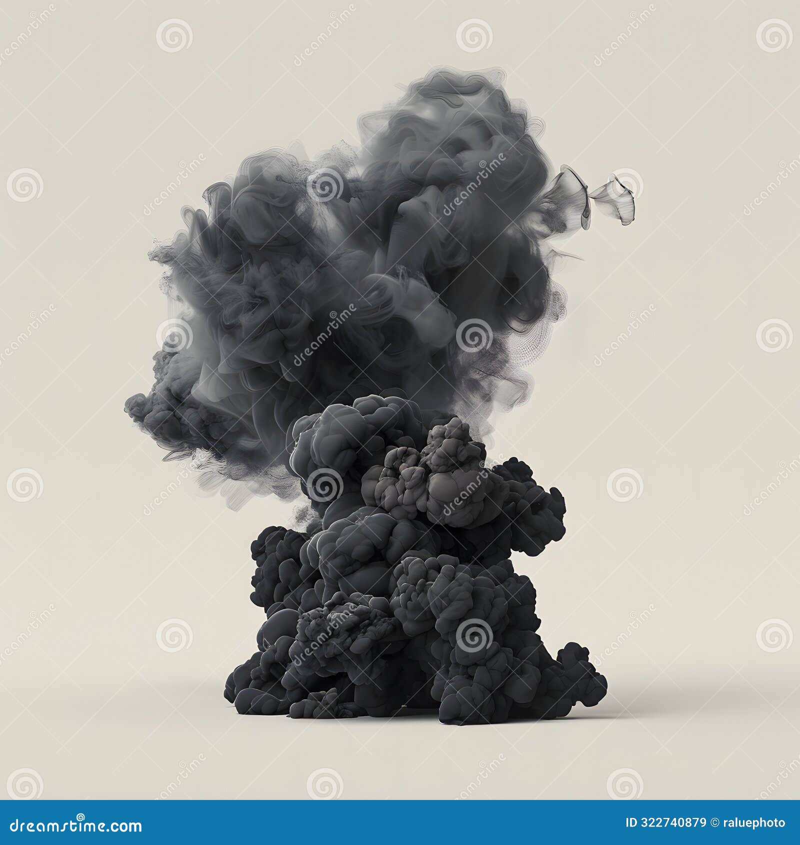 Black Smoke Cloud Isolated on White Background Stock Illustration ...