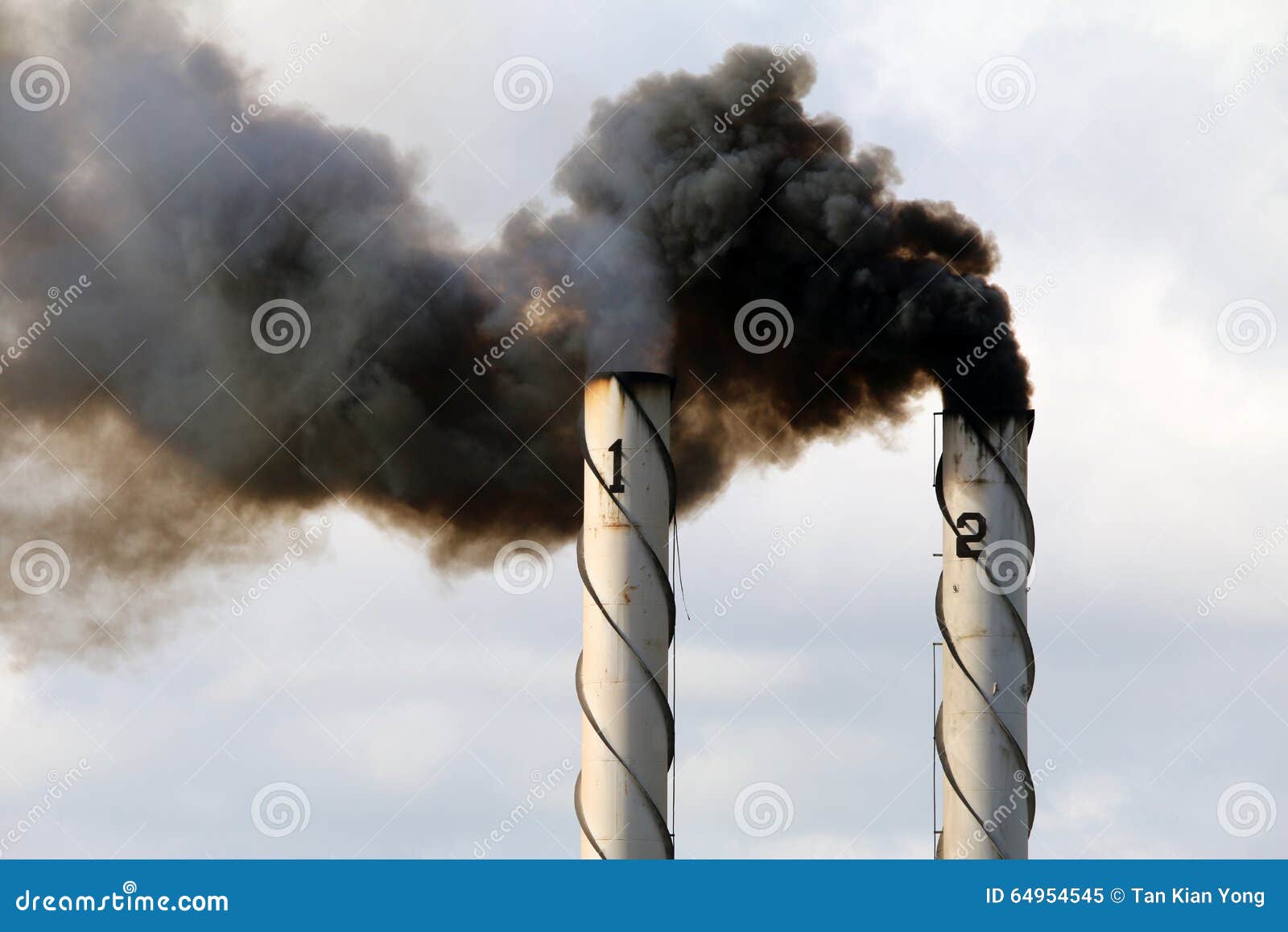 Black Smoke Emission from Industrial Chimney Stacks Stock Image - Image ...