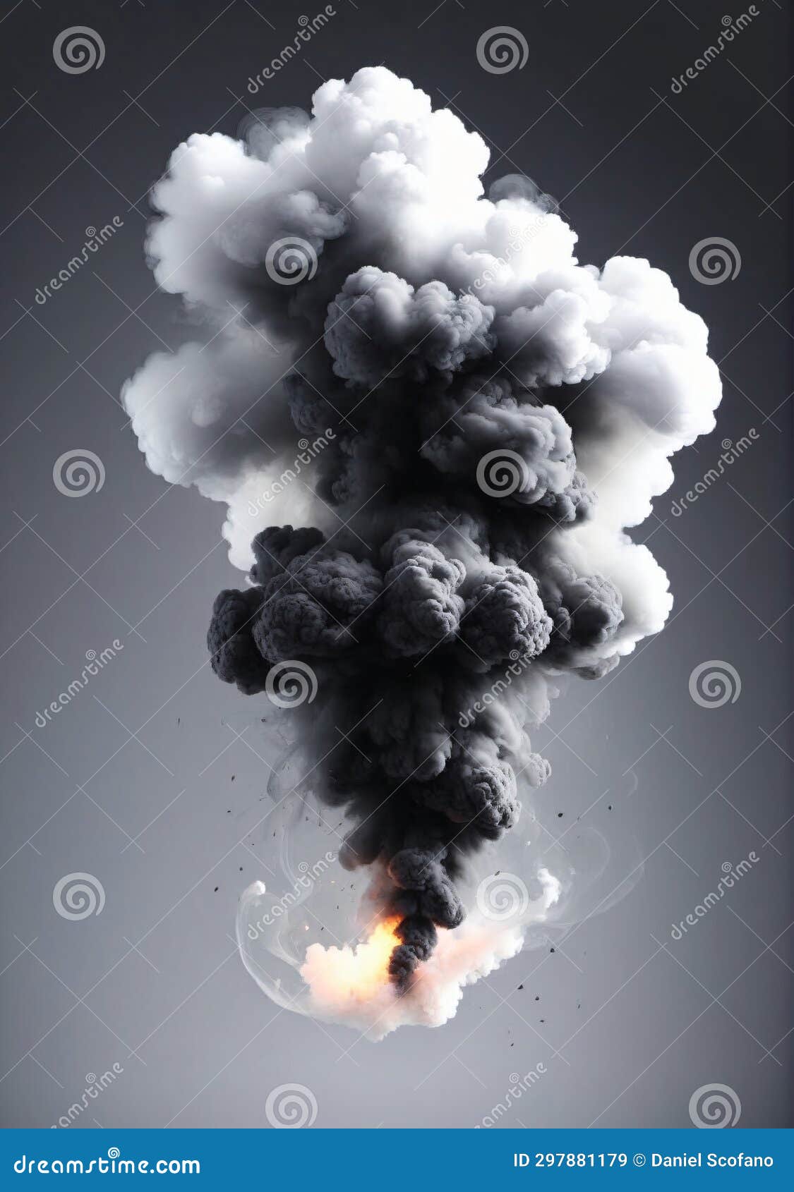 Black Smoke Explosion Isolated on a White Background. Generative AI ...